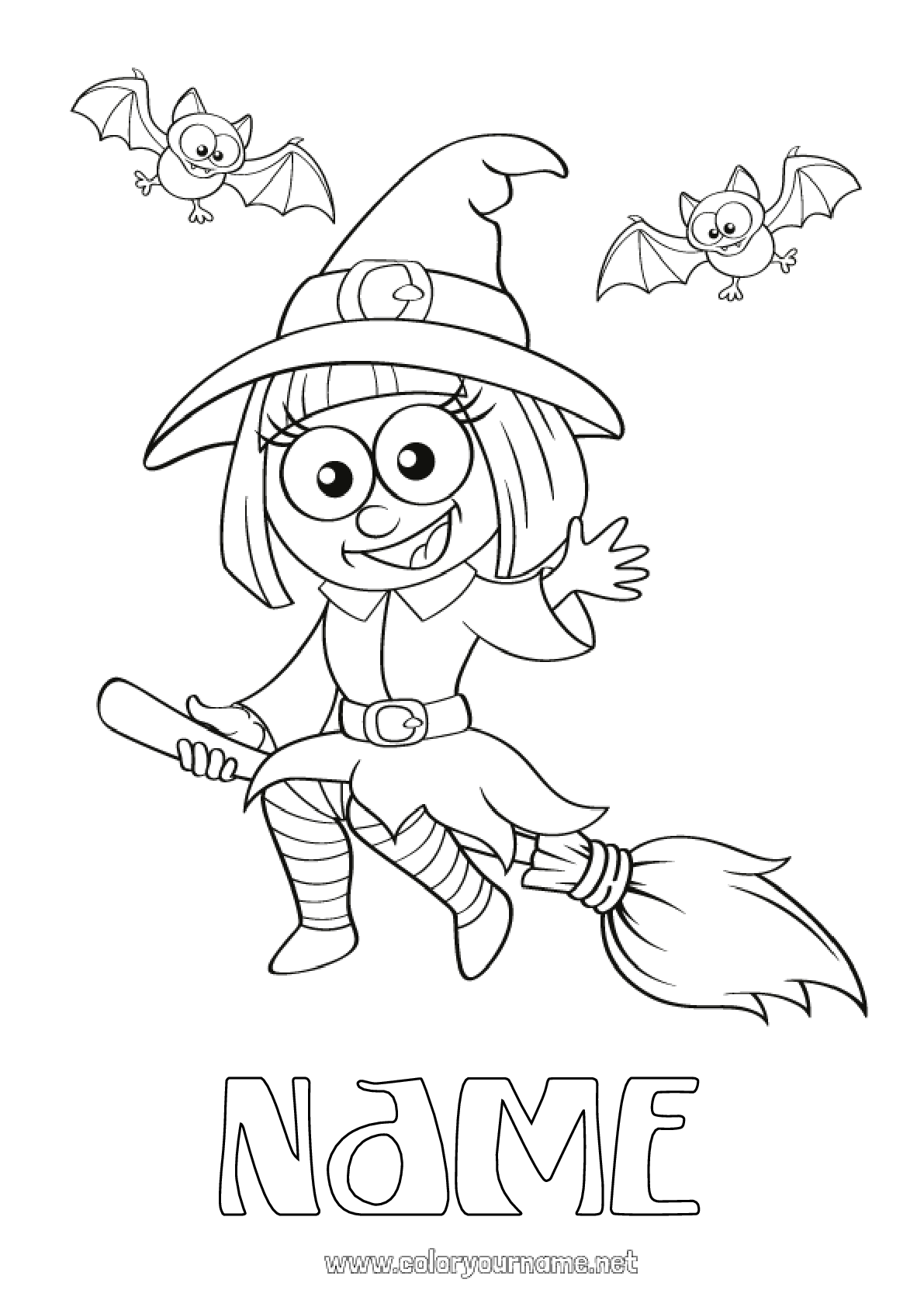 Halloween Witches Broom Coloring Pages
