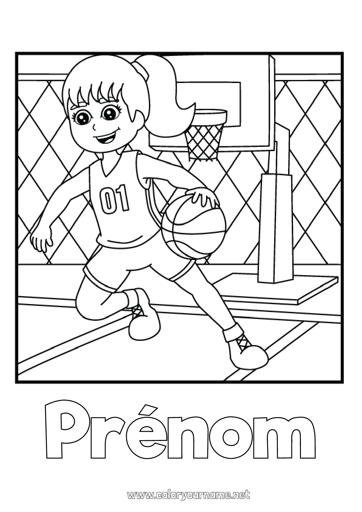 Coloriage n°1806 - Sport Fille Basketball