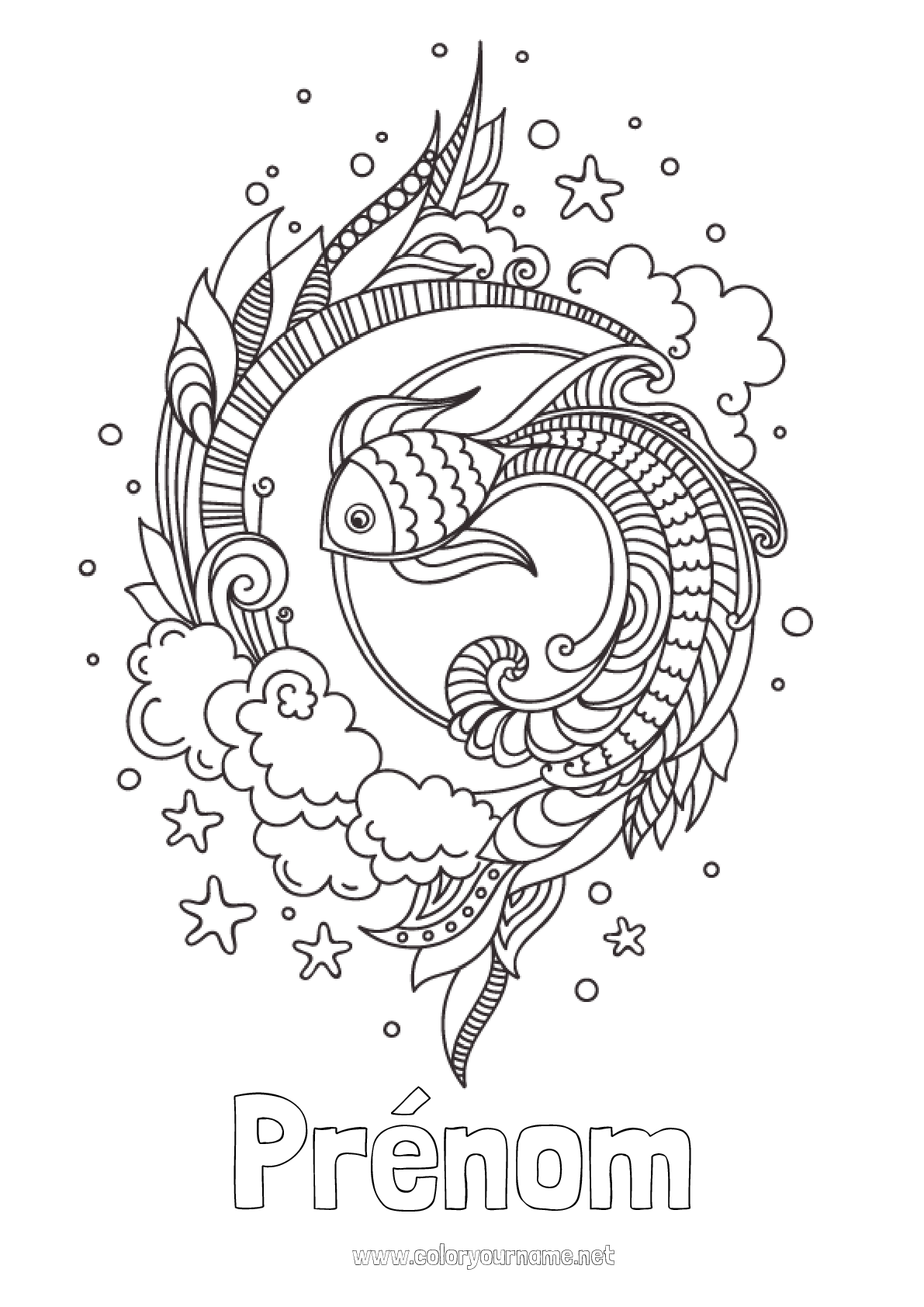 Coloriage n°1830 - Mandala Animal Poisson