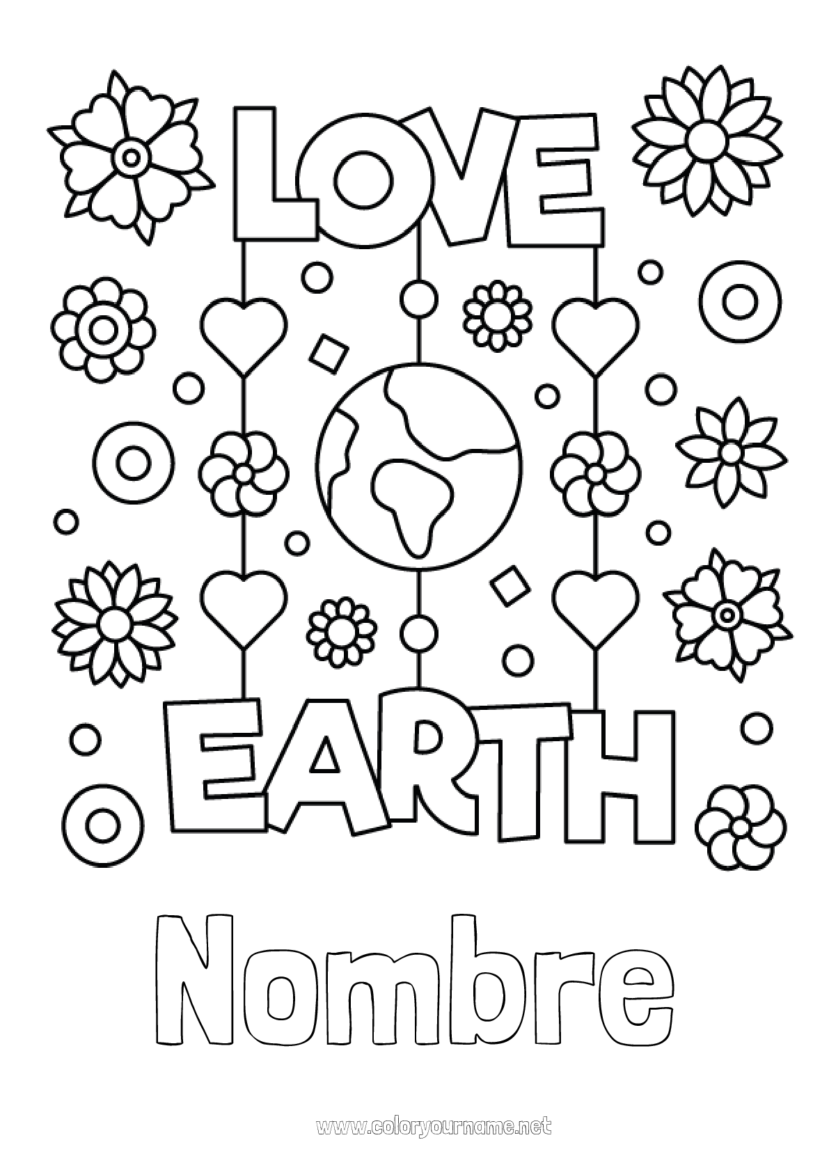 Nº de colorear 1831 - Flores Tierra Día de la Tierra