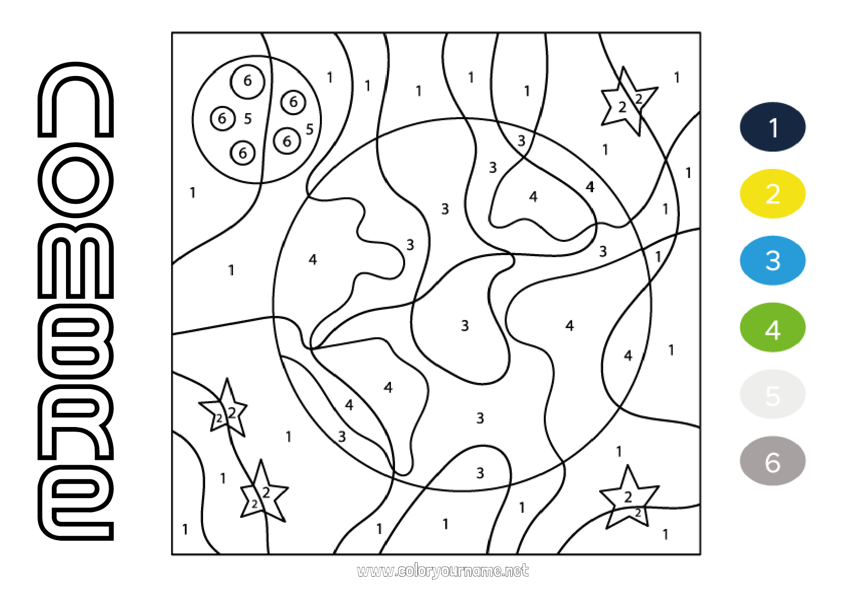 Nº de colorear 1834 - Número Colorear por números Actividades para niños