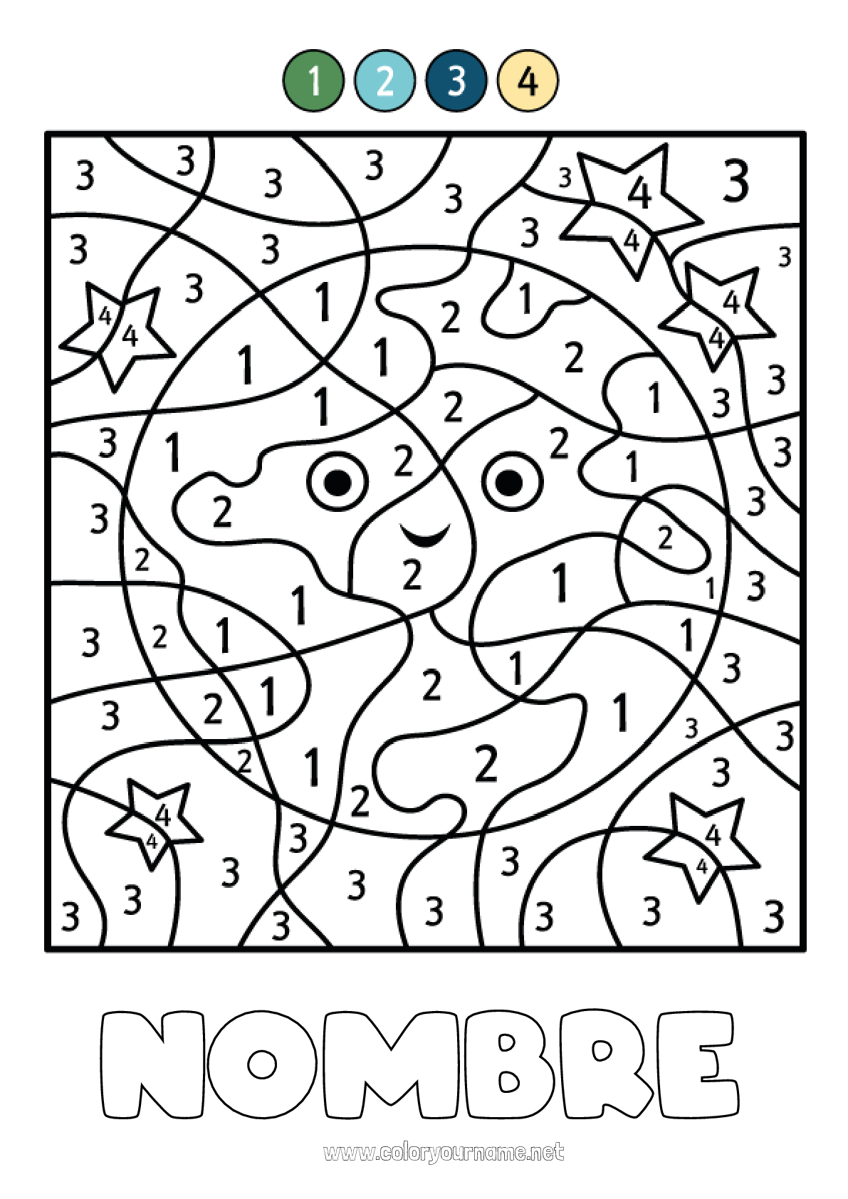 Nº de colorear 1837 - Número Colorear por números Actividades para niños