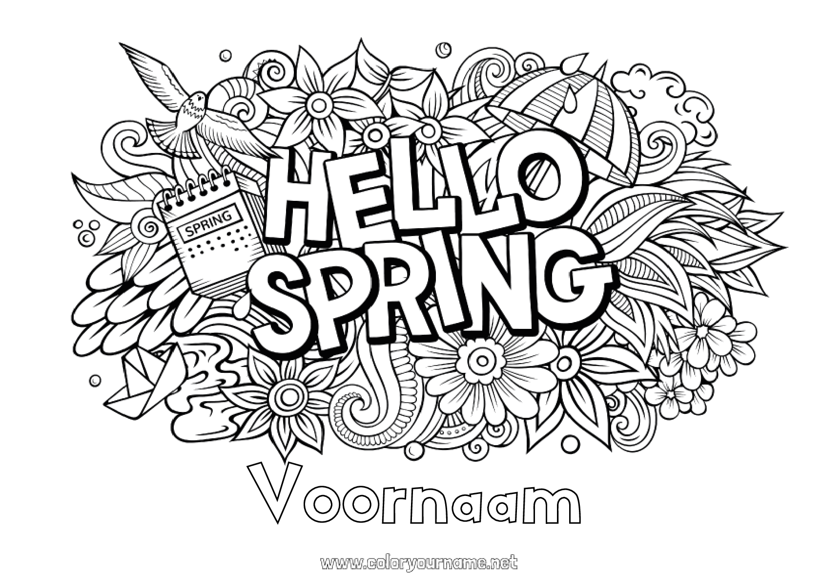 Kleurplaat nr.1891 - Lente Symbolen