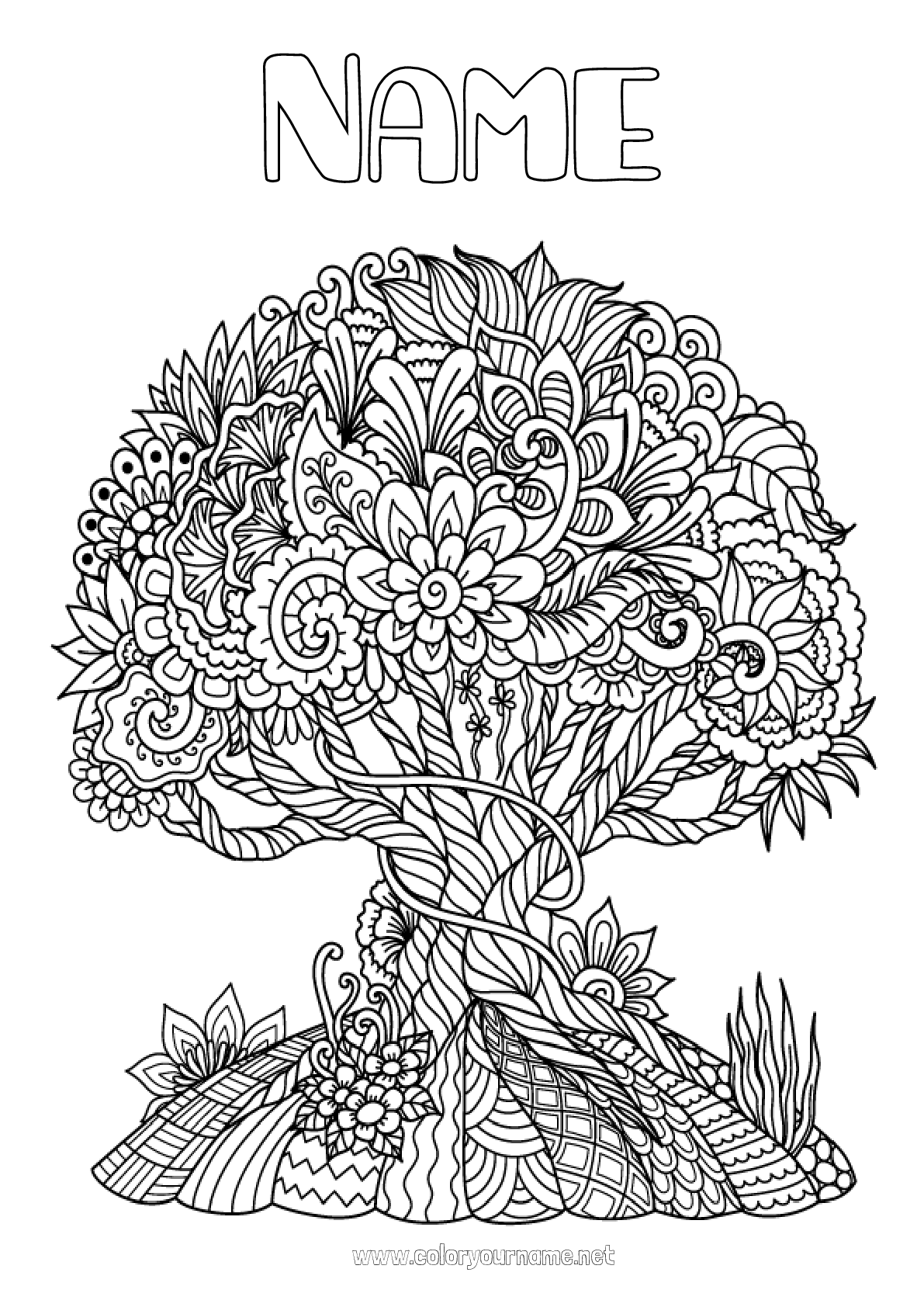 Coloring page No.1894 - Calm and zen Mandala Tree