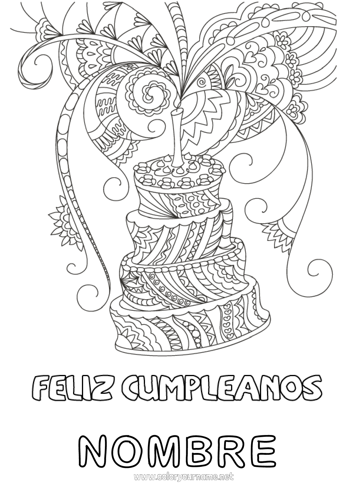 Feliz cumpleaños ! : 101 dibujos para colorear personalizables gratis ...