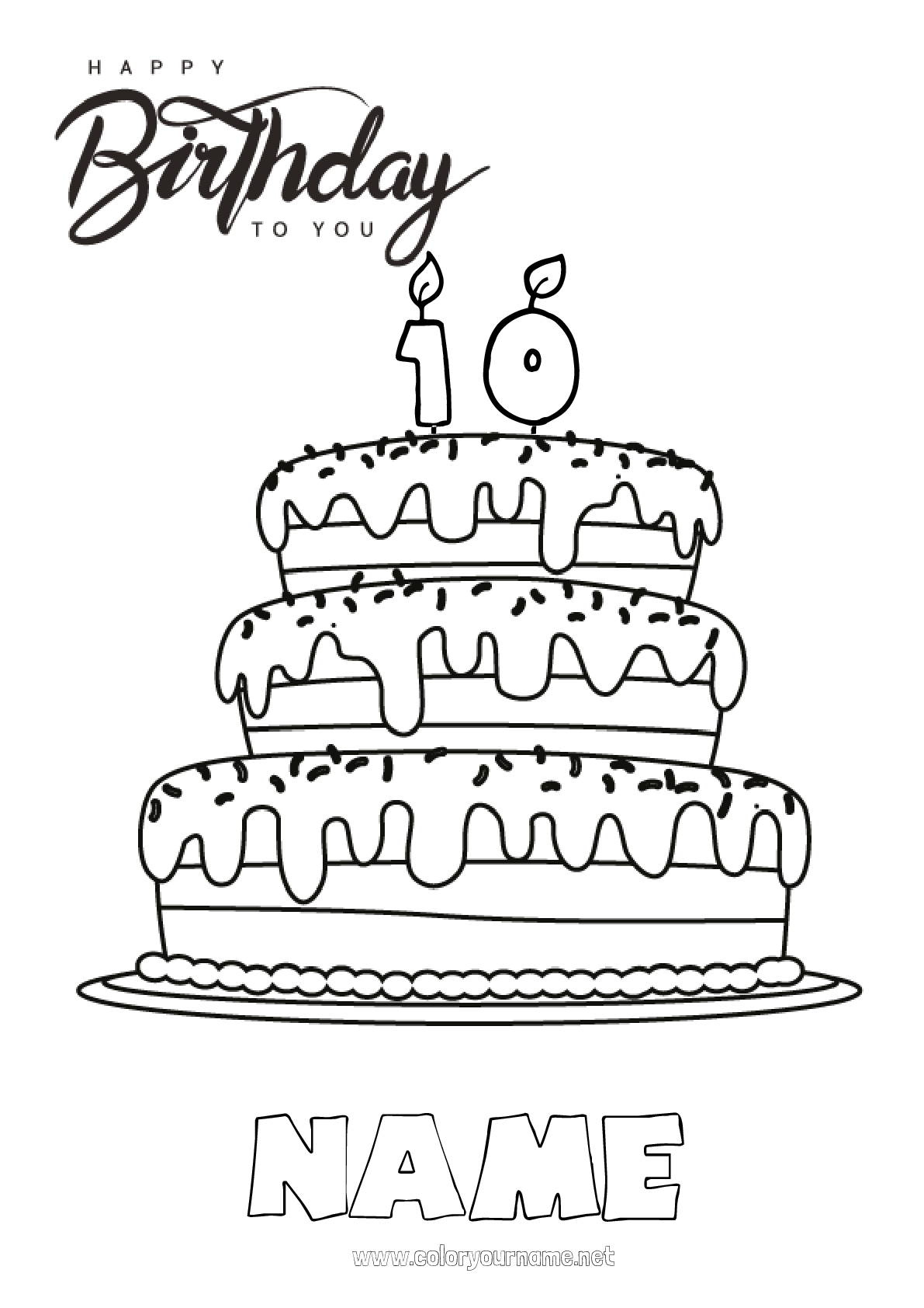 Coloring page No.193 - Candle Cake Birthday