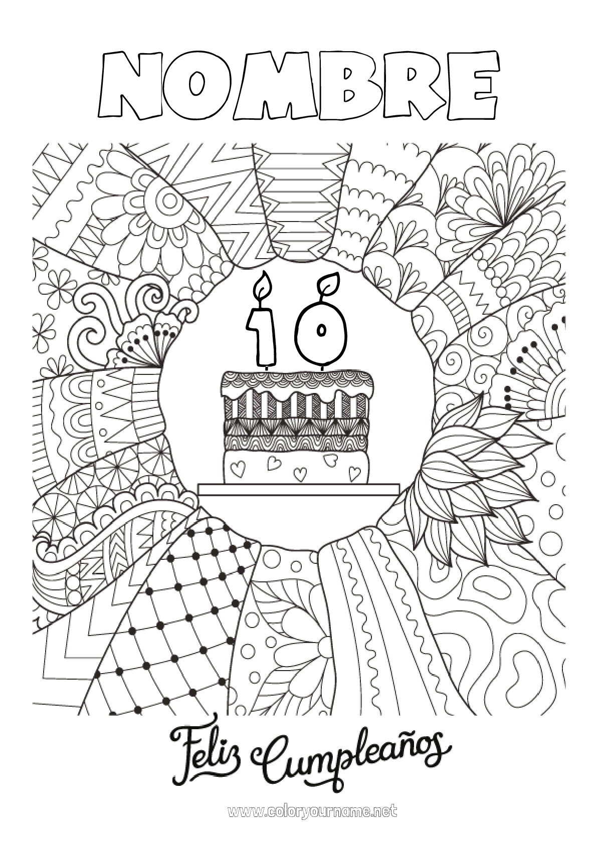 Feliz cumpleaños ! : 101 dibujos para colorear personalizables gratis ...