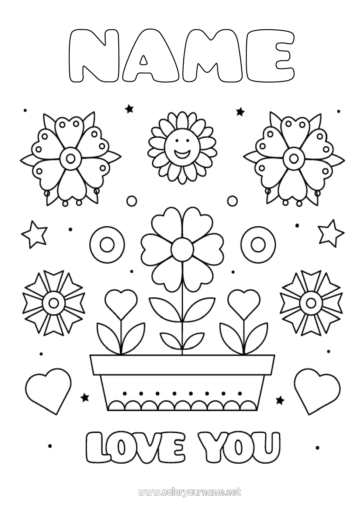 Coloring page No.1962 - Flowers Mum Grandma