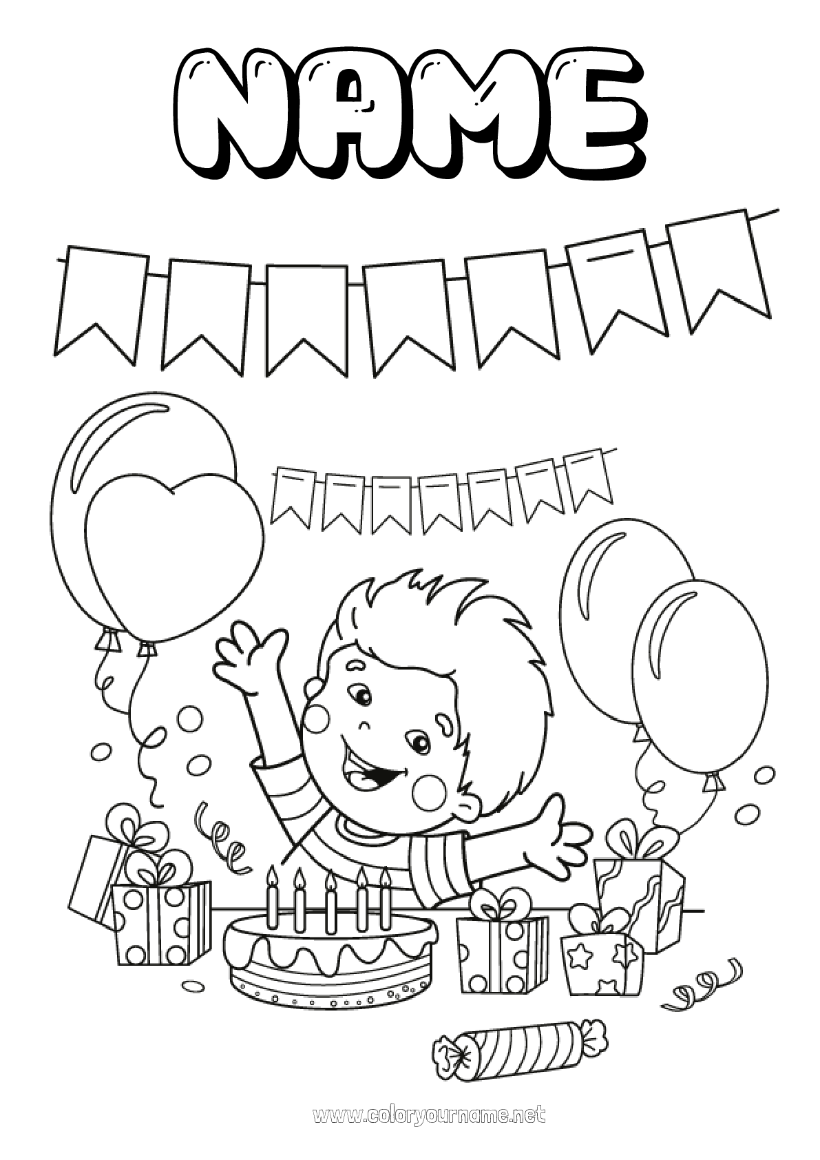 Coloring page No.196 - Cake Birthday Party