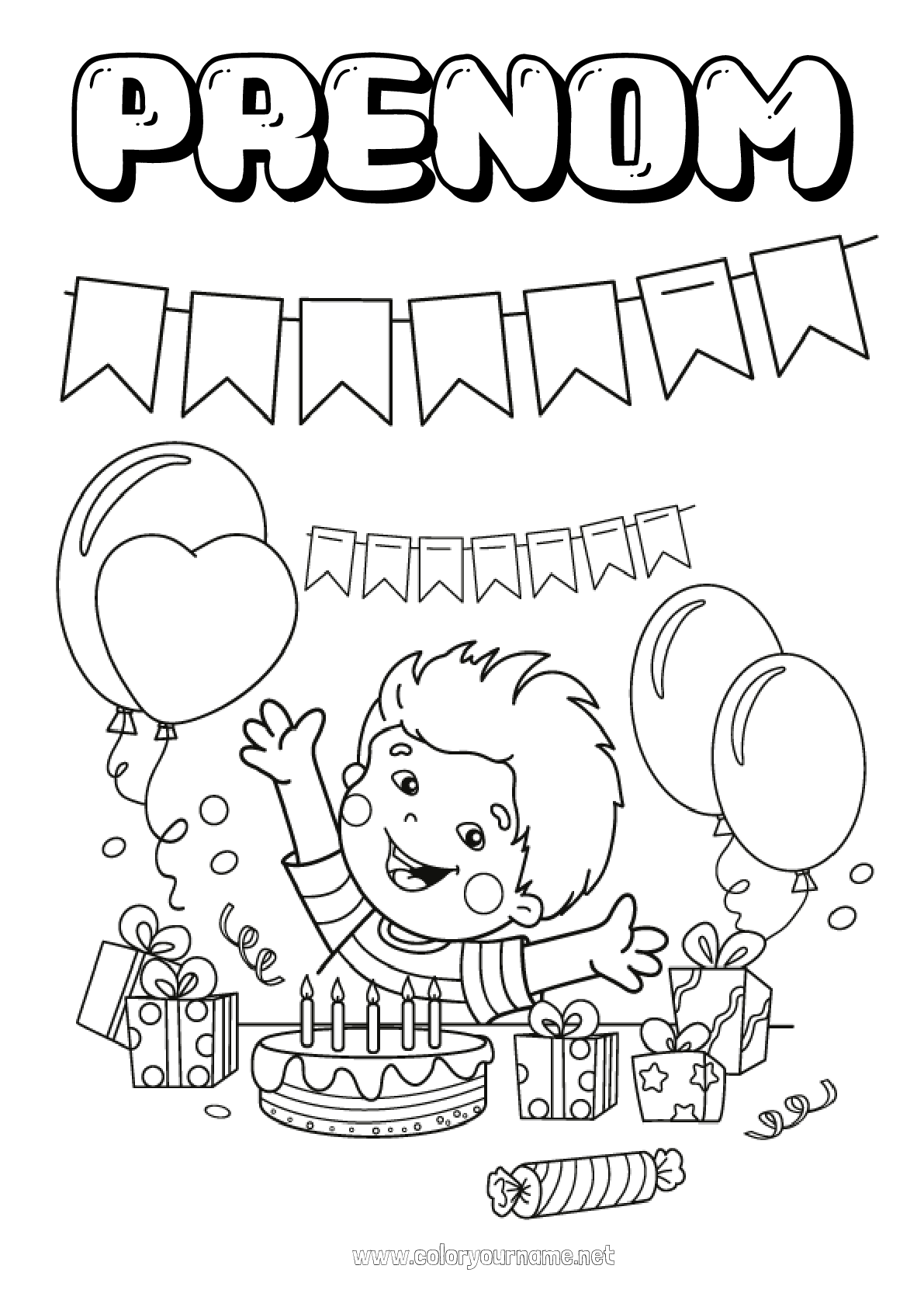 Coloriage n°196 - Gâteau Anniversaire Fête