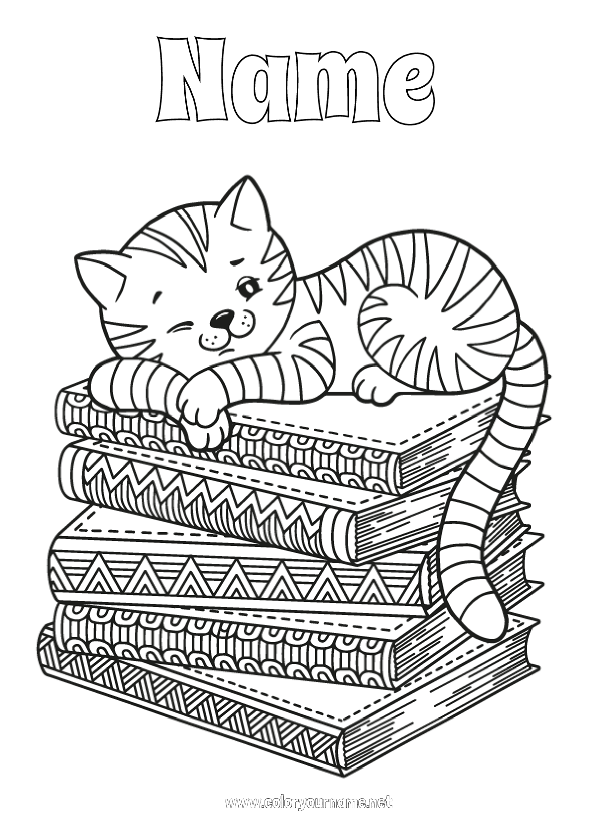 Coloring page No.1978 - Cat Animal Book