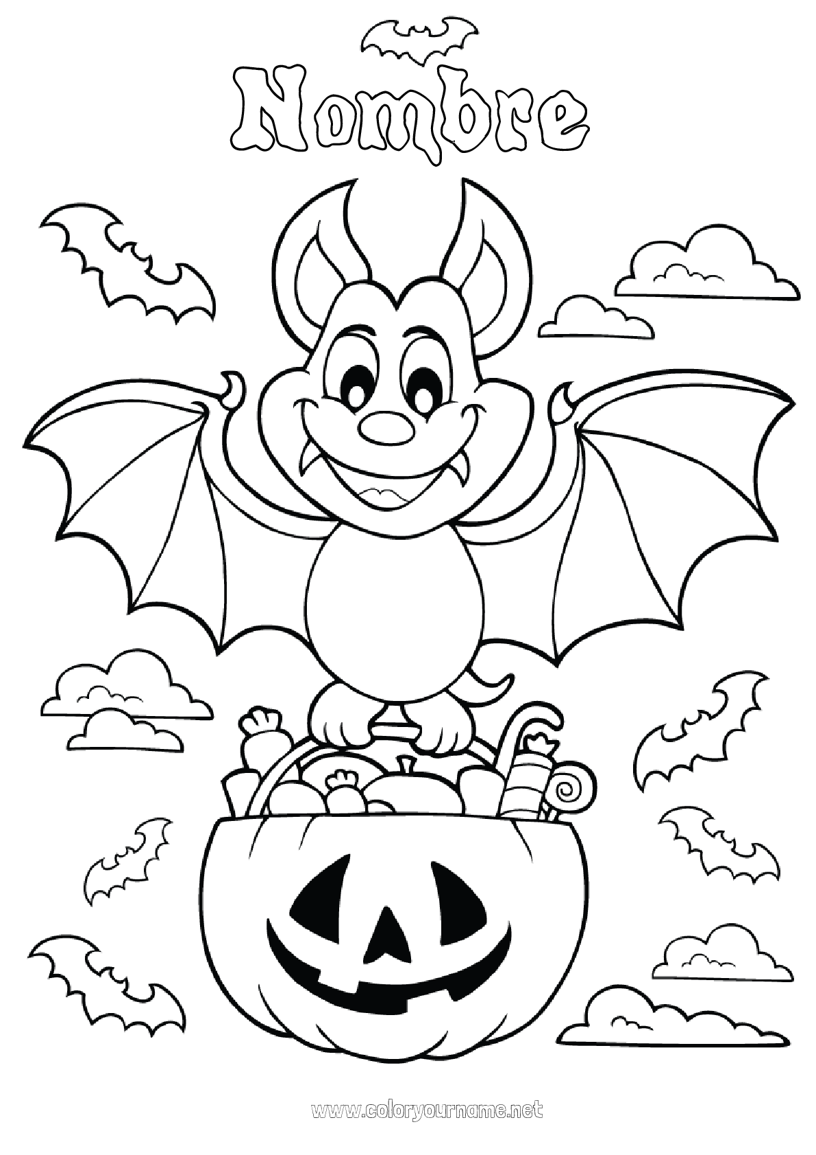 Nº de colorear 62 - Murciélago Lindo Halloween