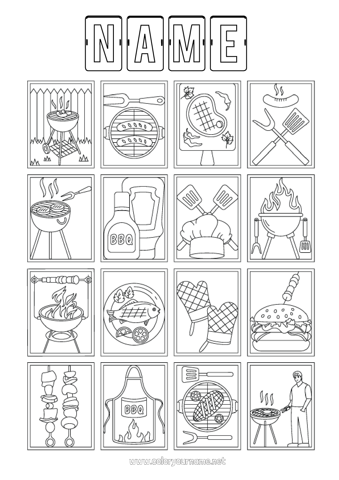 Coloring page No.2013 - Food Children's activities Barbecue