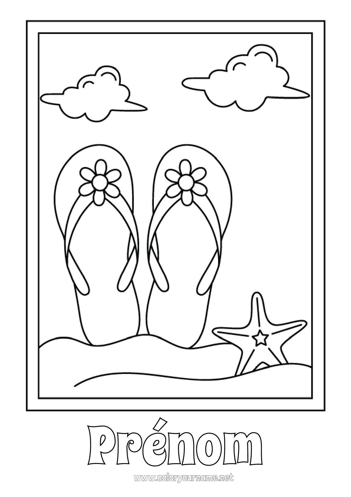 Coloriage n°2014 - Plage Tong Coloriages faciles