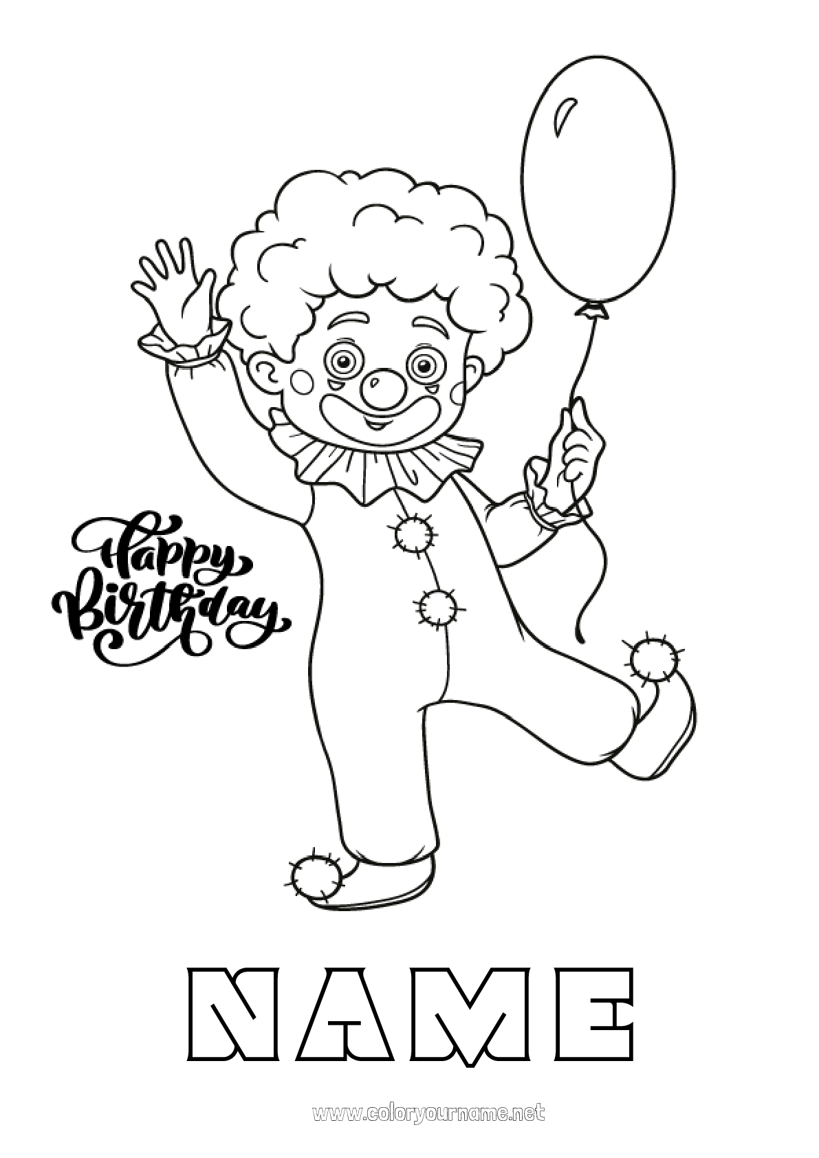 Coloring page No.201 - Birthday Clown
