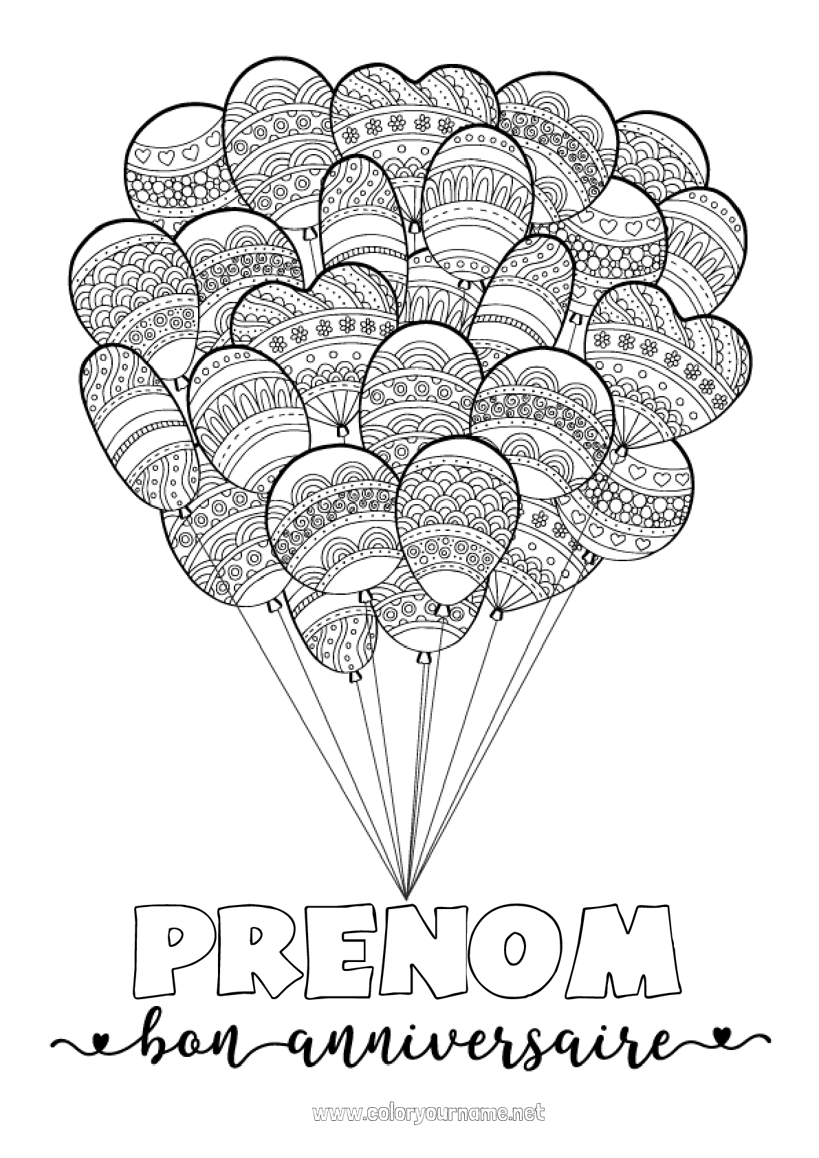 Joyeux Anniversaire ! : 98 coloriages personnalisables gratuits à imprimer