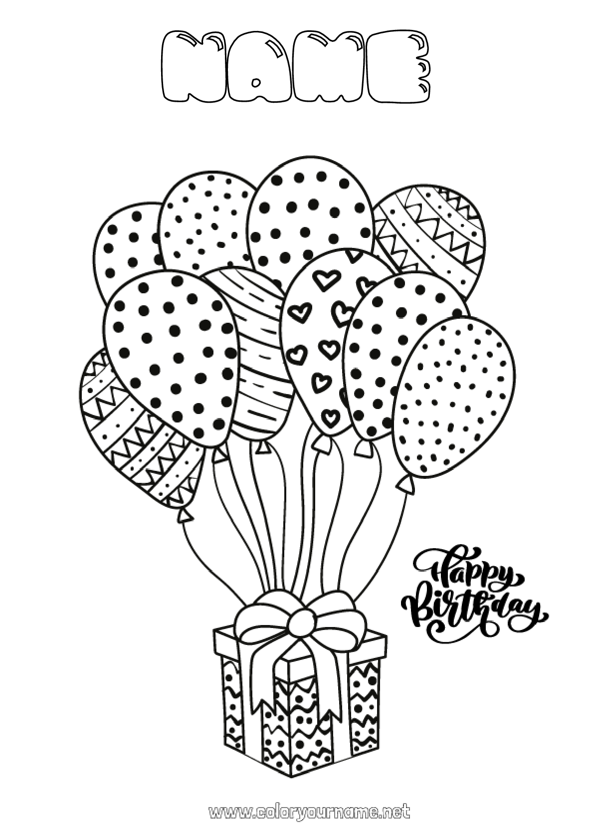 Happy Birthday Balloon Coloring Page