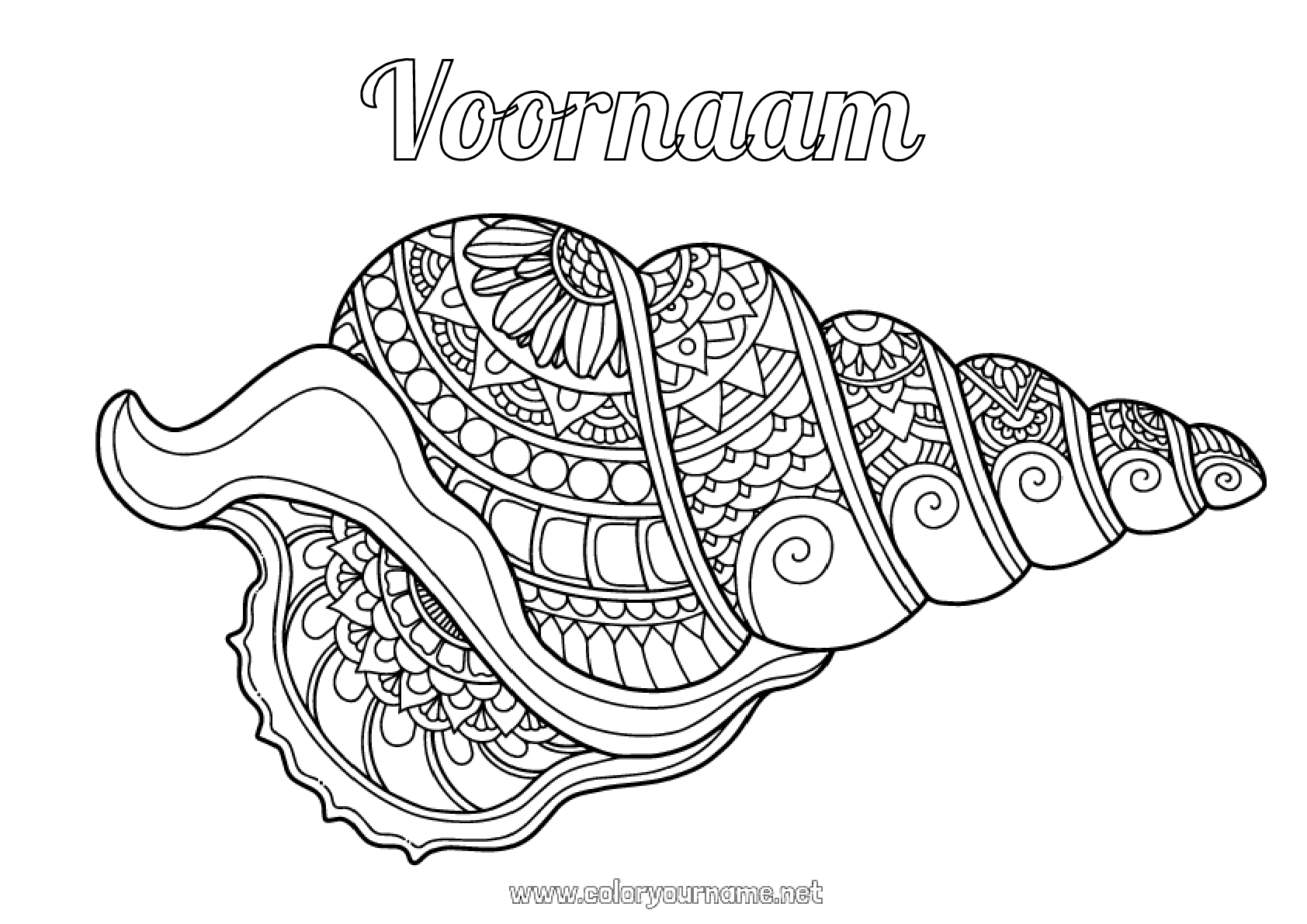Kleurplaat nr.2055 - Mandala Dier Schelpen