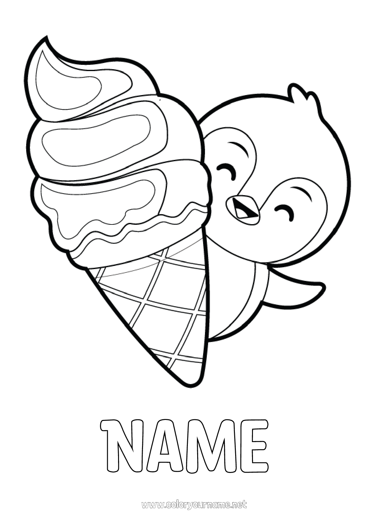 Eating Ice Cream Coloring Page