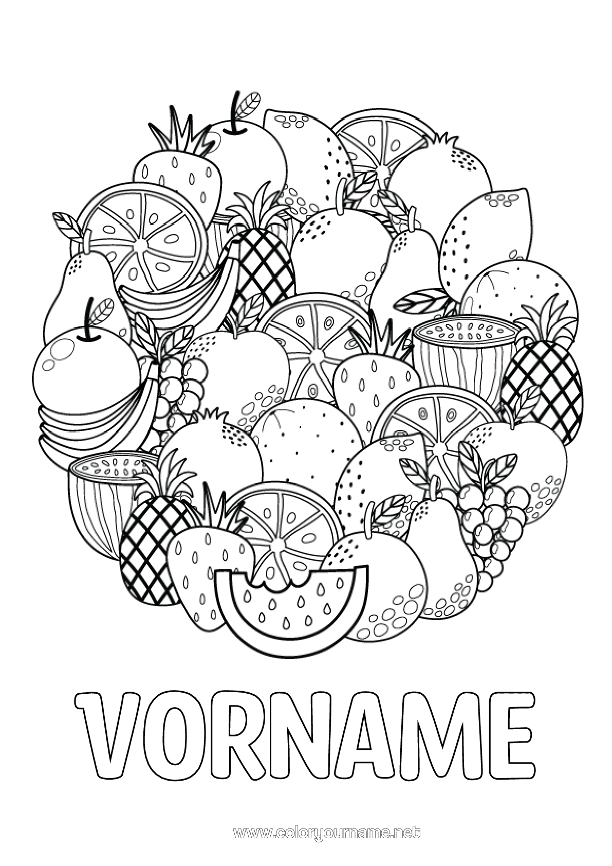Malvorlage Nr.2061 - Mandala Essen Ananas