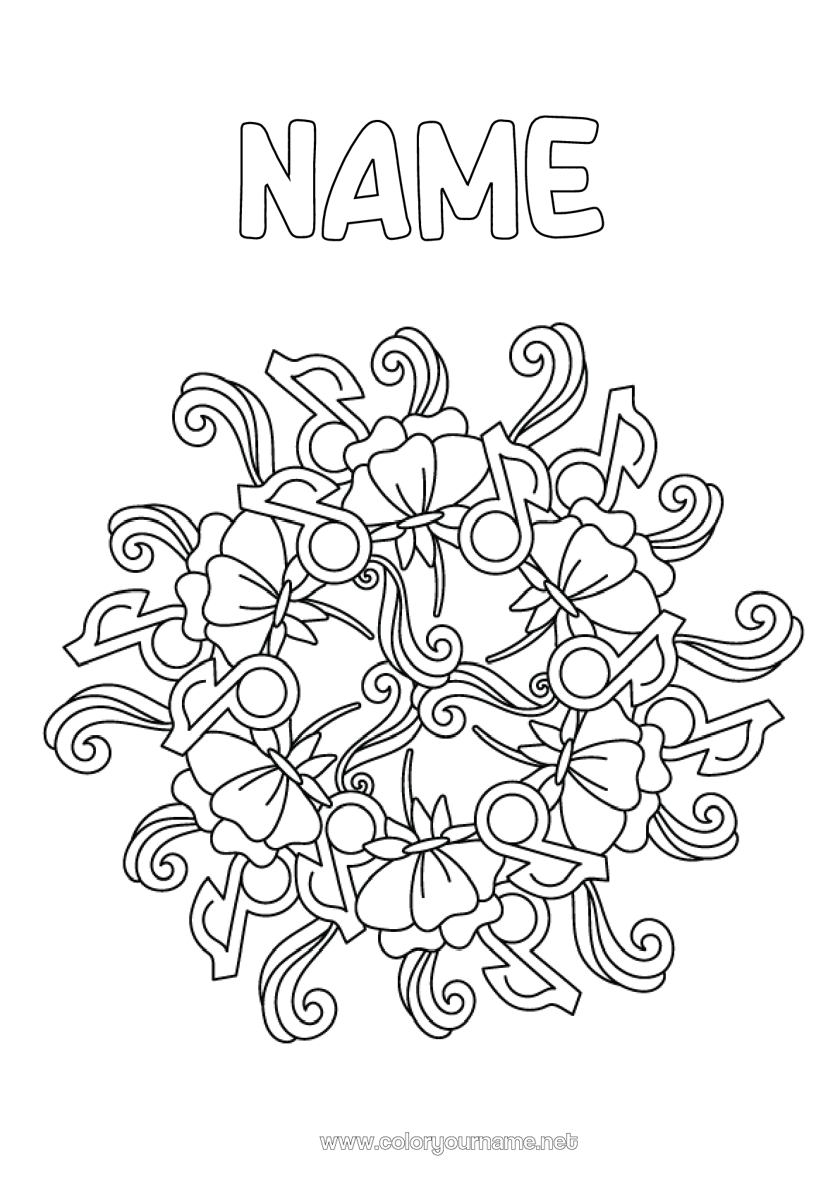Coloring page No.2069 - Mandala Music Intermediate coloring pages