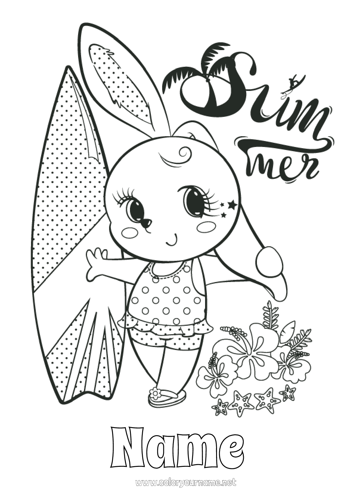 Coloring page No.2071 - Sport Summer Bunny