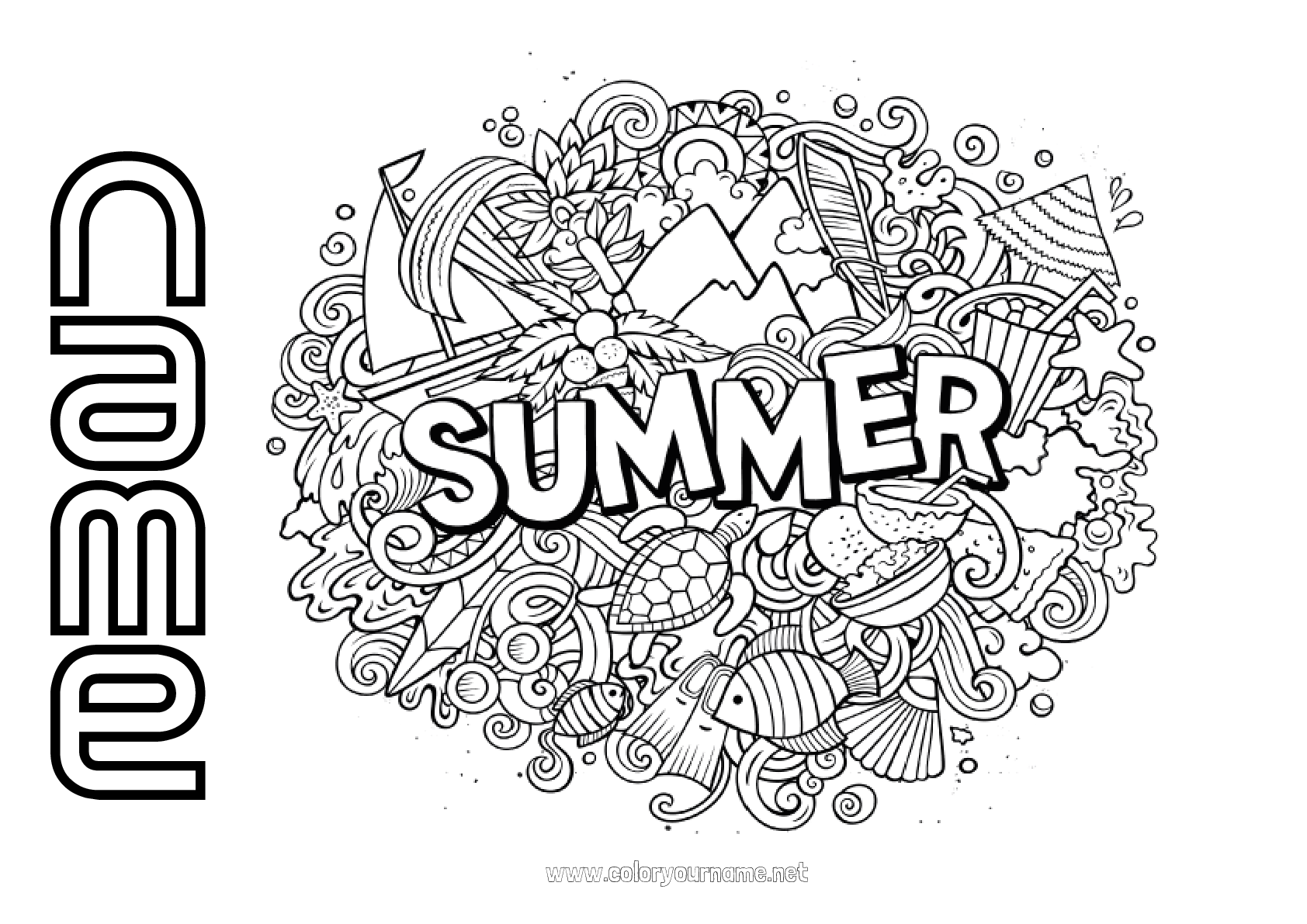Coloring page No.2079 - Mandala Summer Symbols