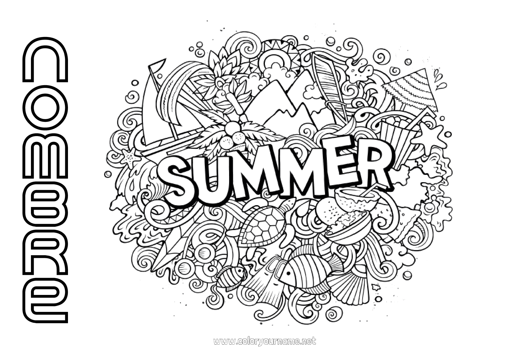 Nº de colorear 2079 - Mandala Verano Simbolos