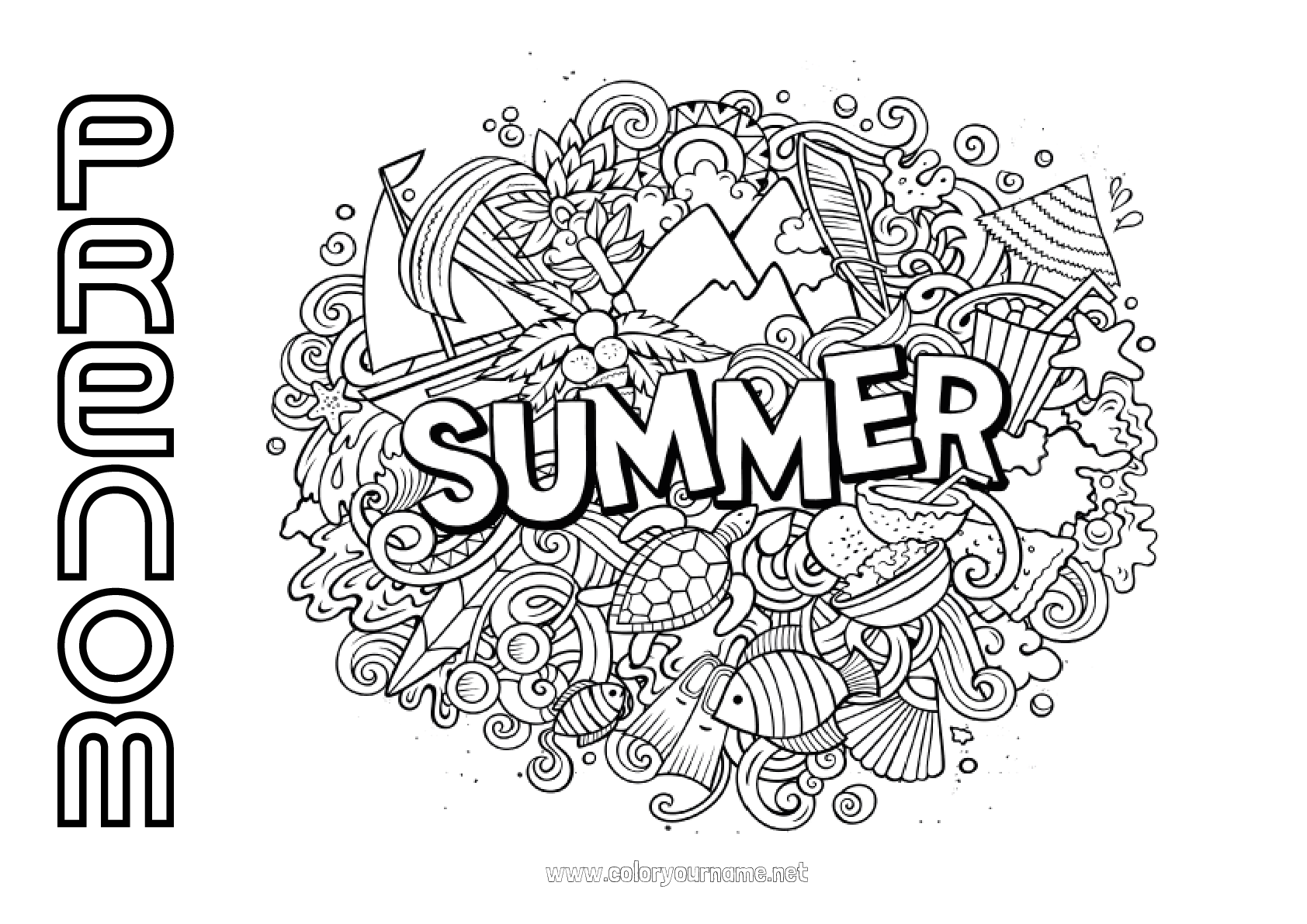 Coloriage n°2079 - Mandala Été Symboles