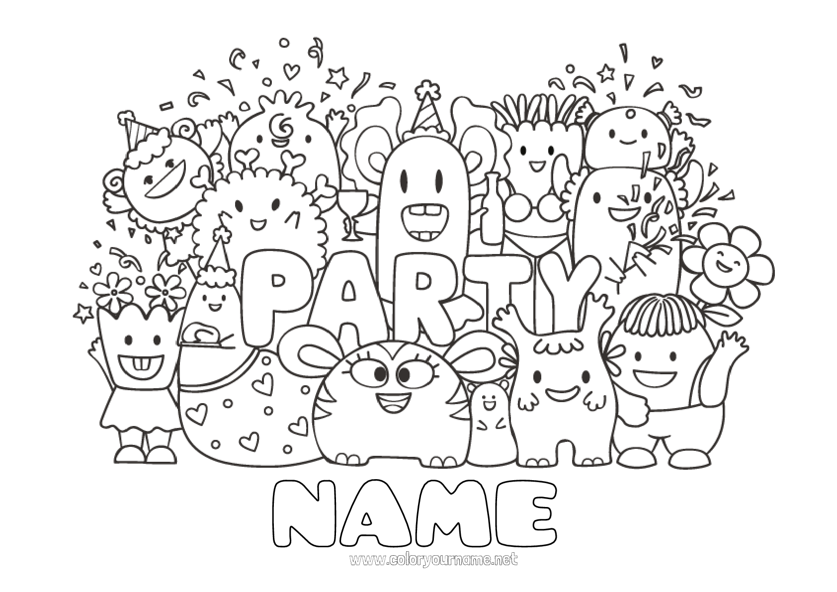 Party : 18 free coloring pages to print and customize - Page 2