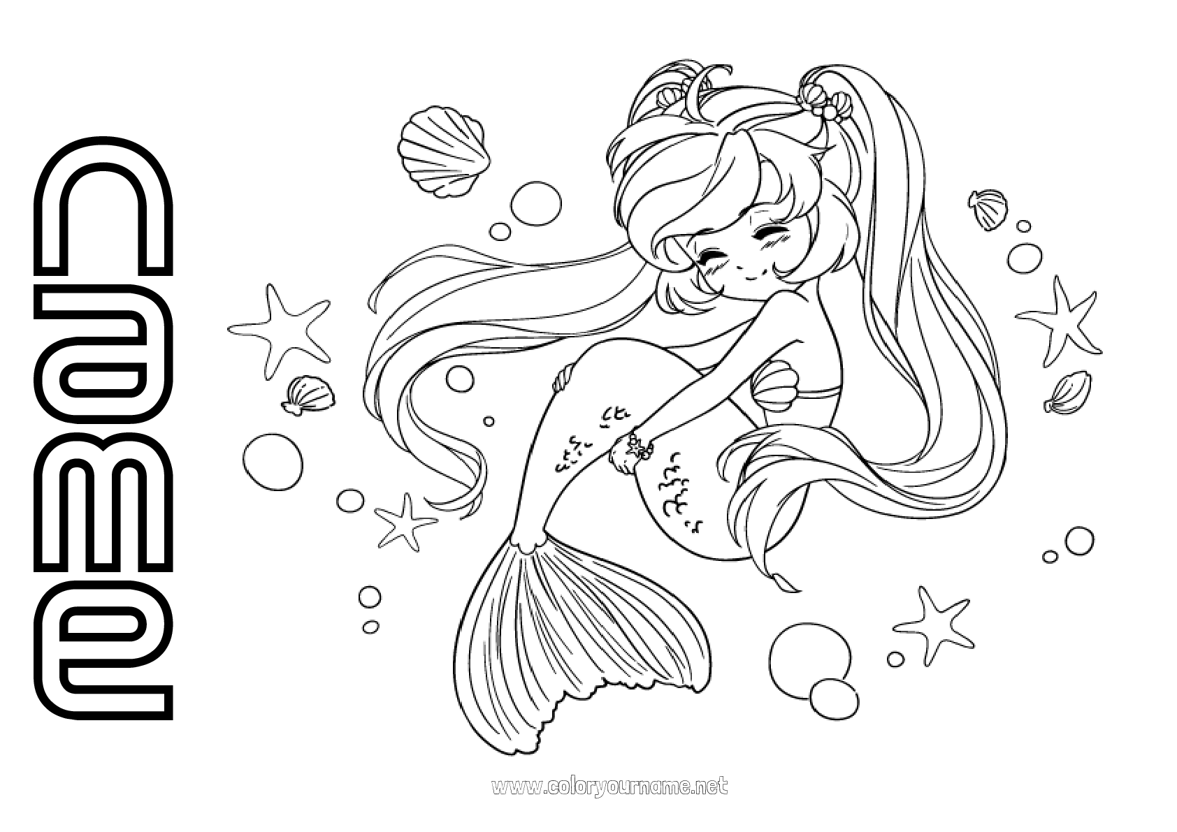 Coloring page No.2080 - Summer Sea Mermaid
