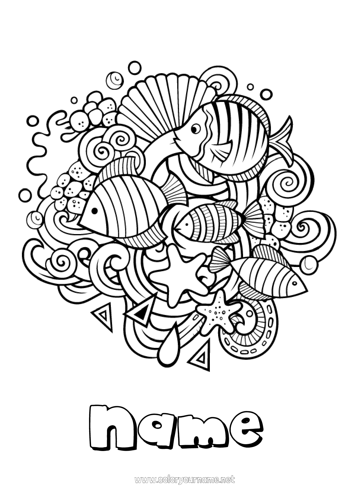 Coloring page No.2081 - Mandala Summer Sea