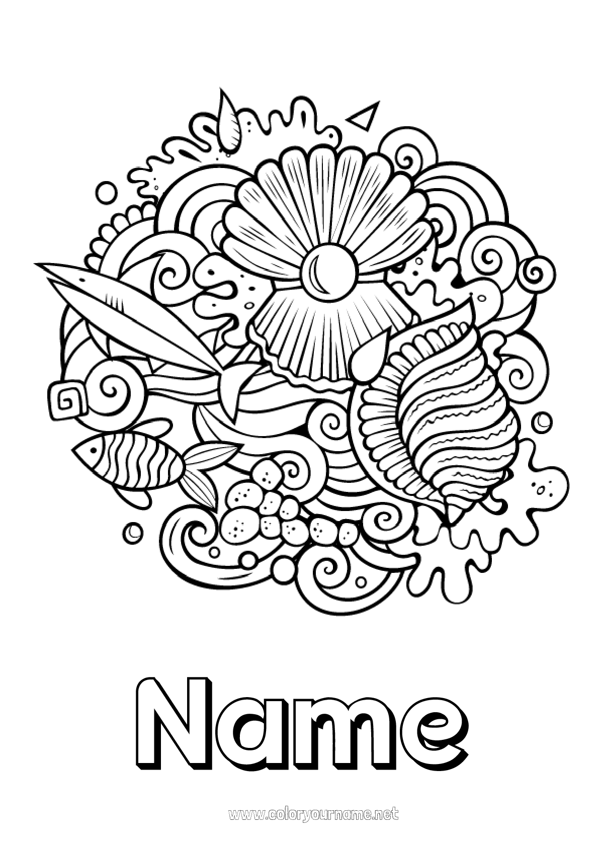Coloring page No.2084 - Mandala Summer Sea