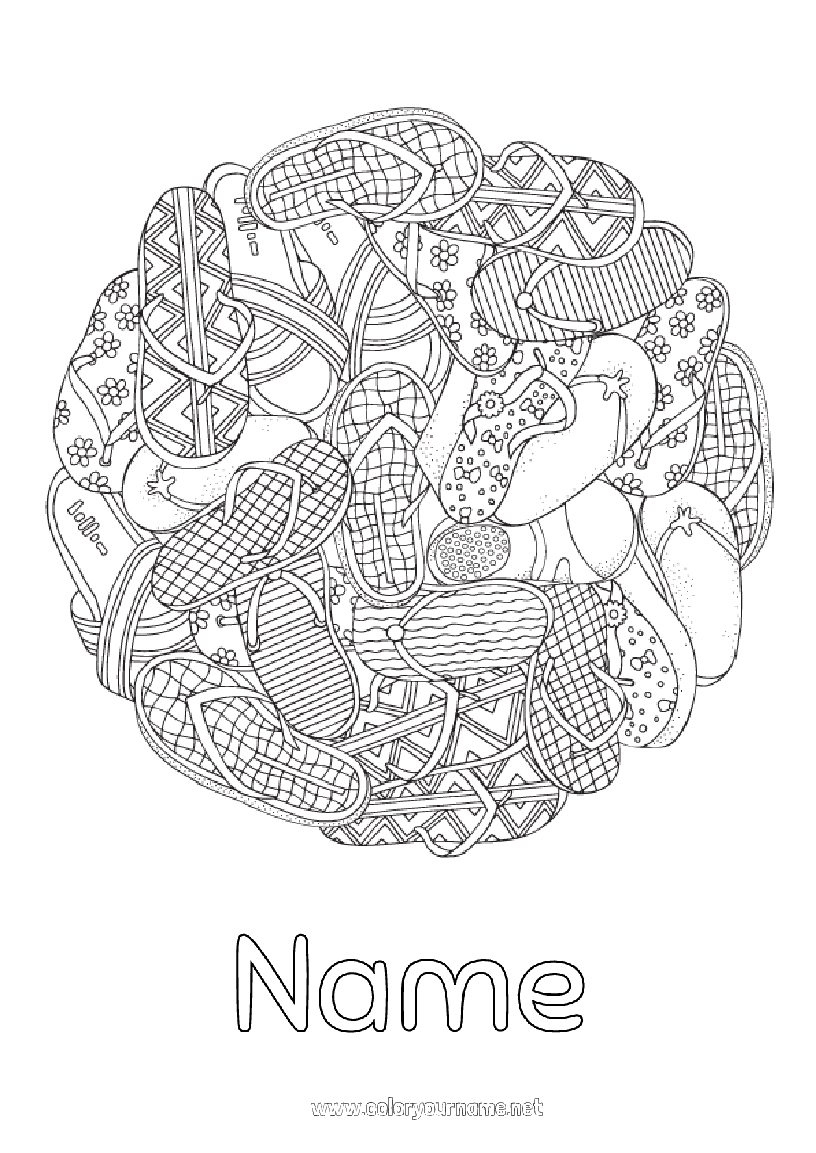 Coloring page No.2087 - Summer Flip flops Shoe