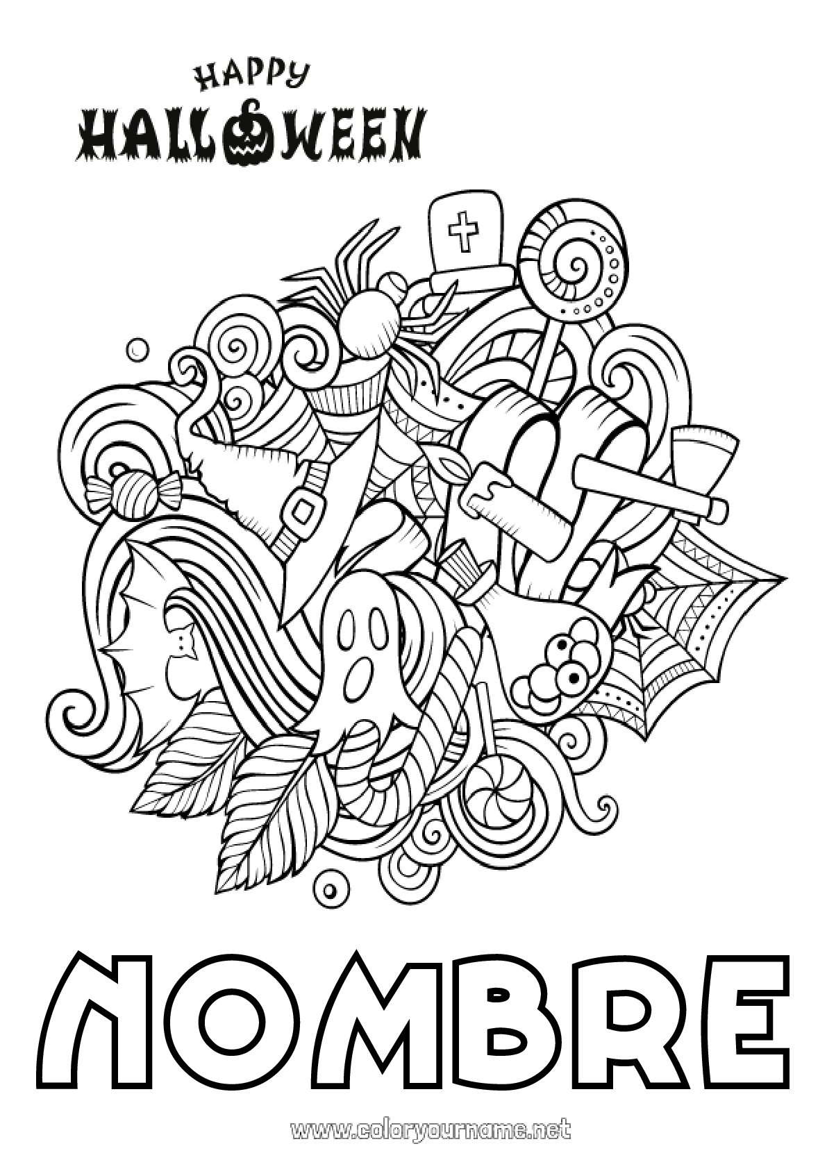 Halloween : 75 dibujos para colorear personalizables gratis para imprimir