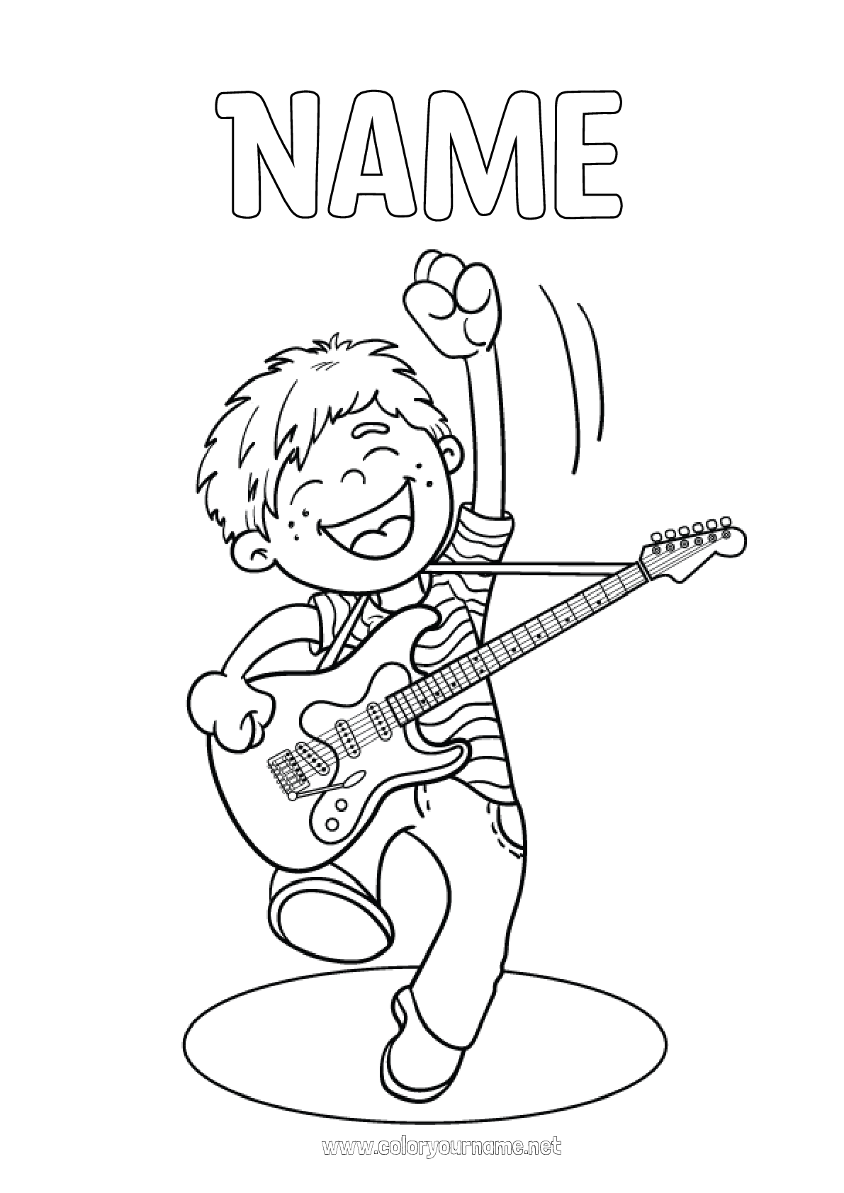Coloring page No.2107 - Boy Child Music