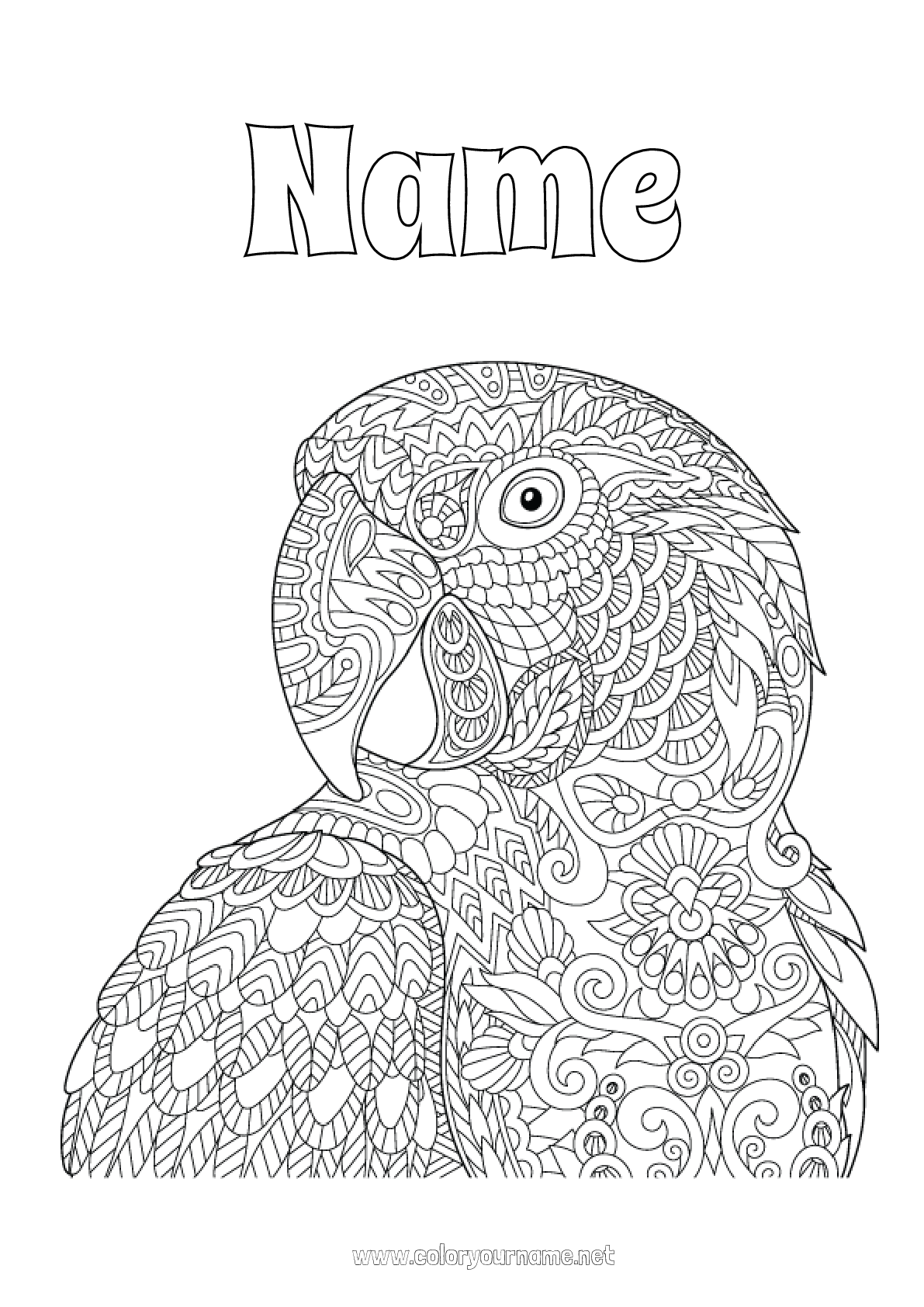 Coloring page No.2108 - Mandala Parrot Complex coloring pages