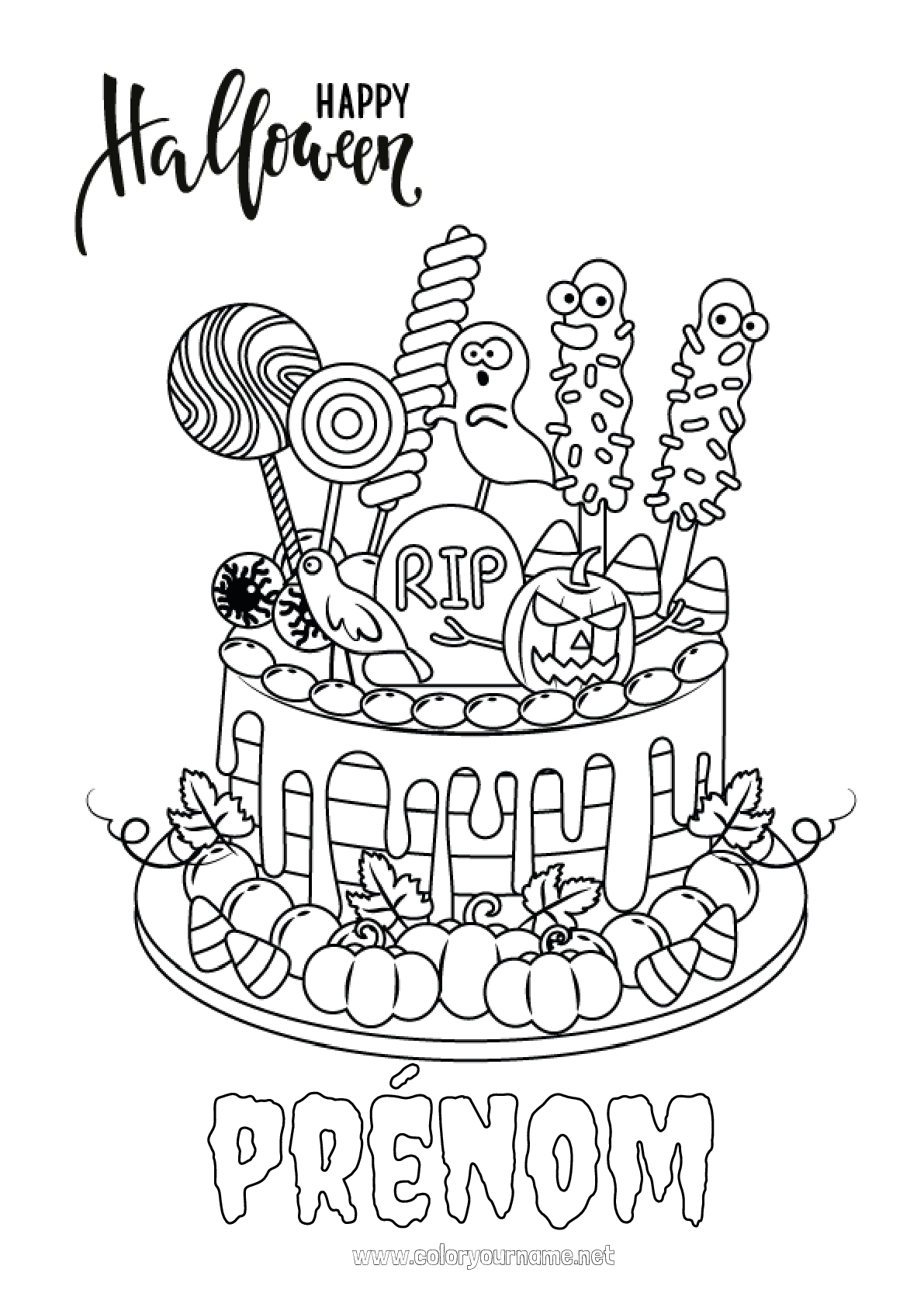 Coloriage n°210 - Gâteau Halloween