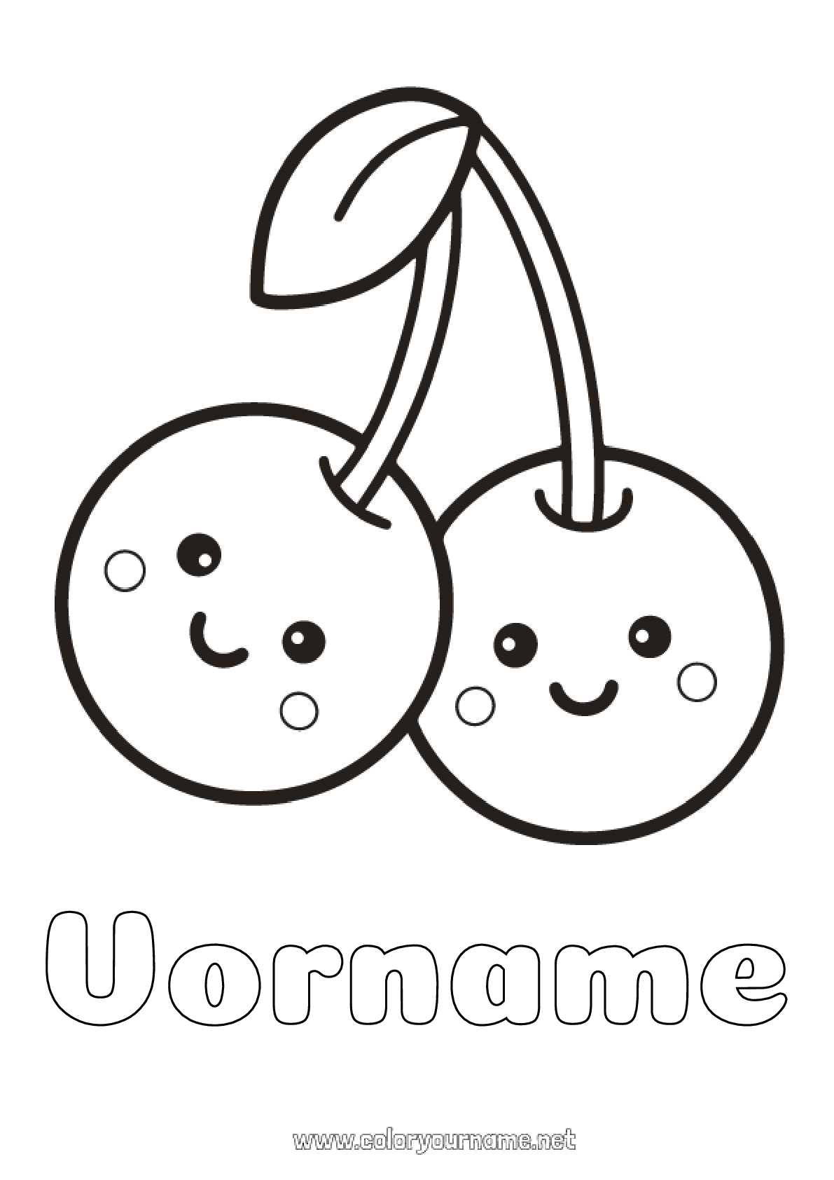 Malvorlage Nr.2114 - Niedlich Kawaii Kirsche