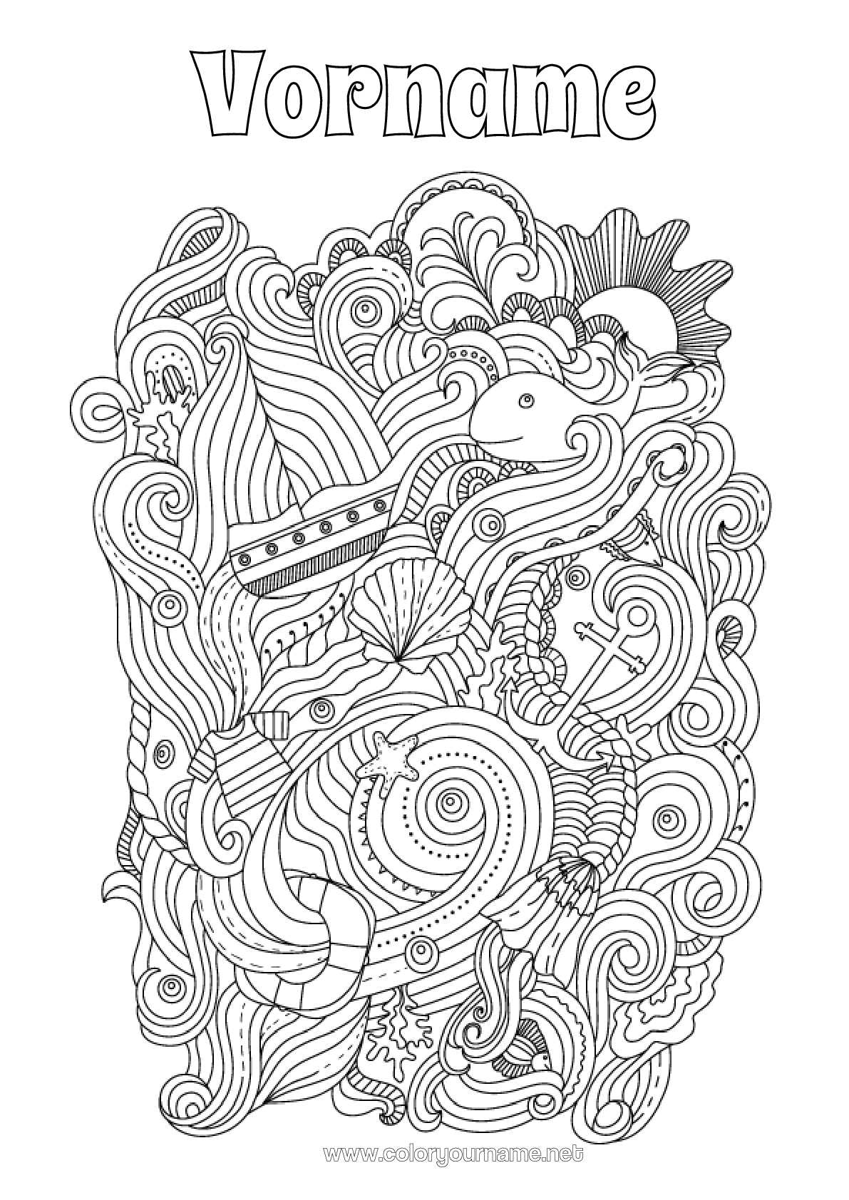 Malvorlage Nr.2121 - Mandala Sommer Wal