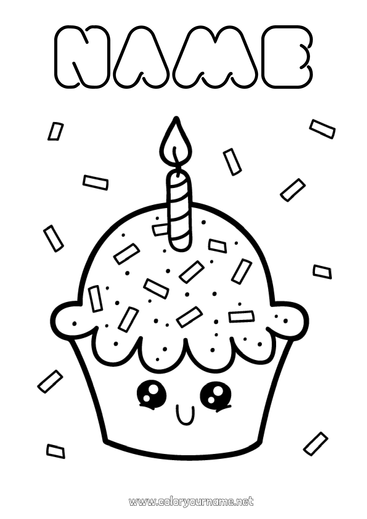 Coloring page No.212 - Candle Cute Cake
