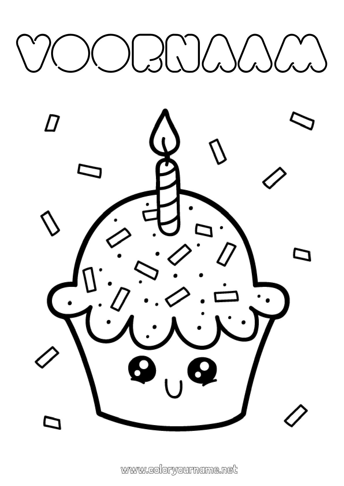 Kleurplaat nr.212 - Kaars Schattig Taart