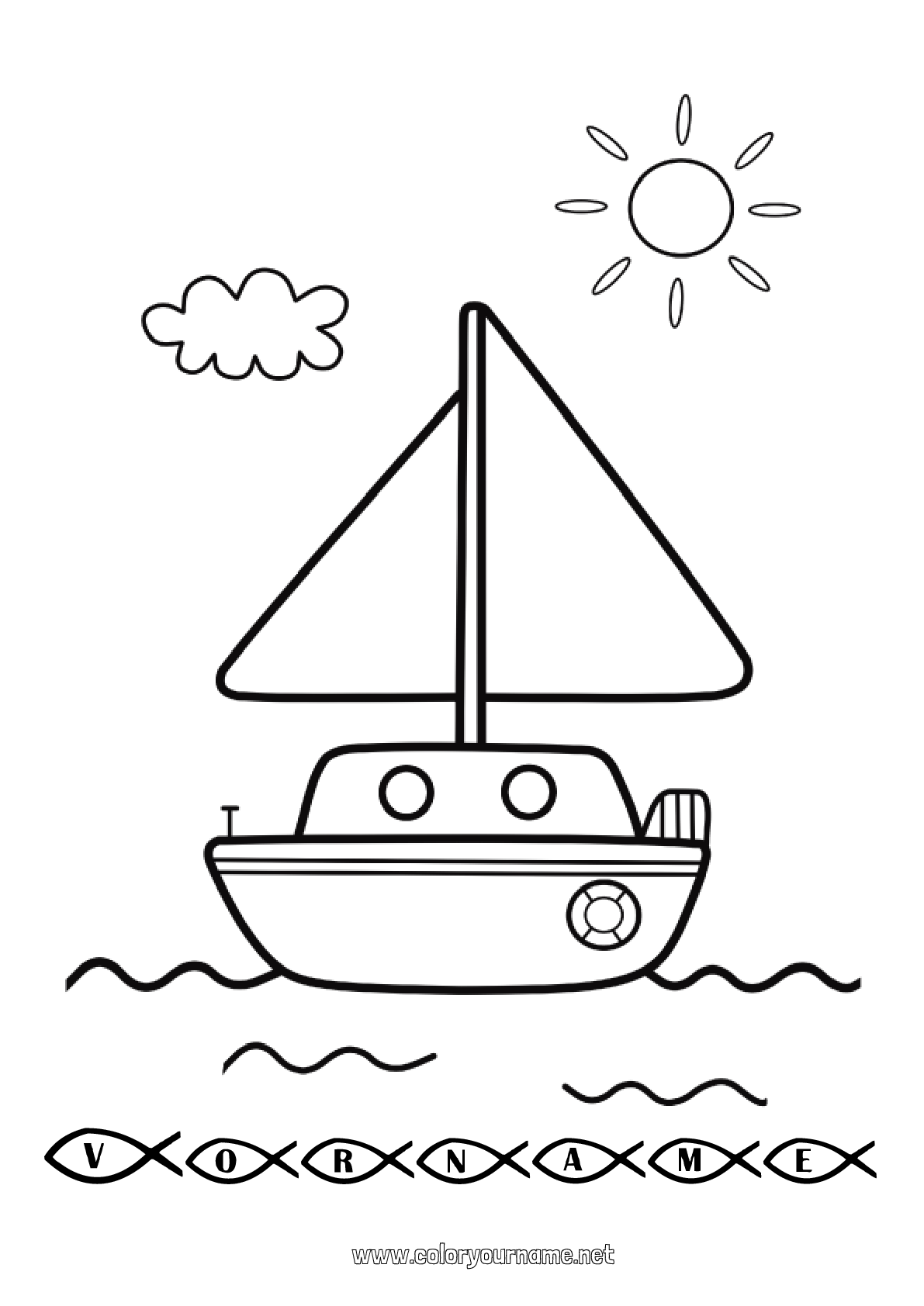 Malvorlage Nr.2130 - Sommer Meer Boot
