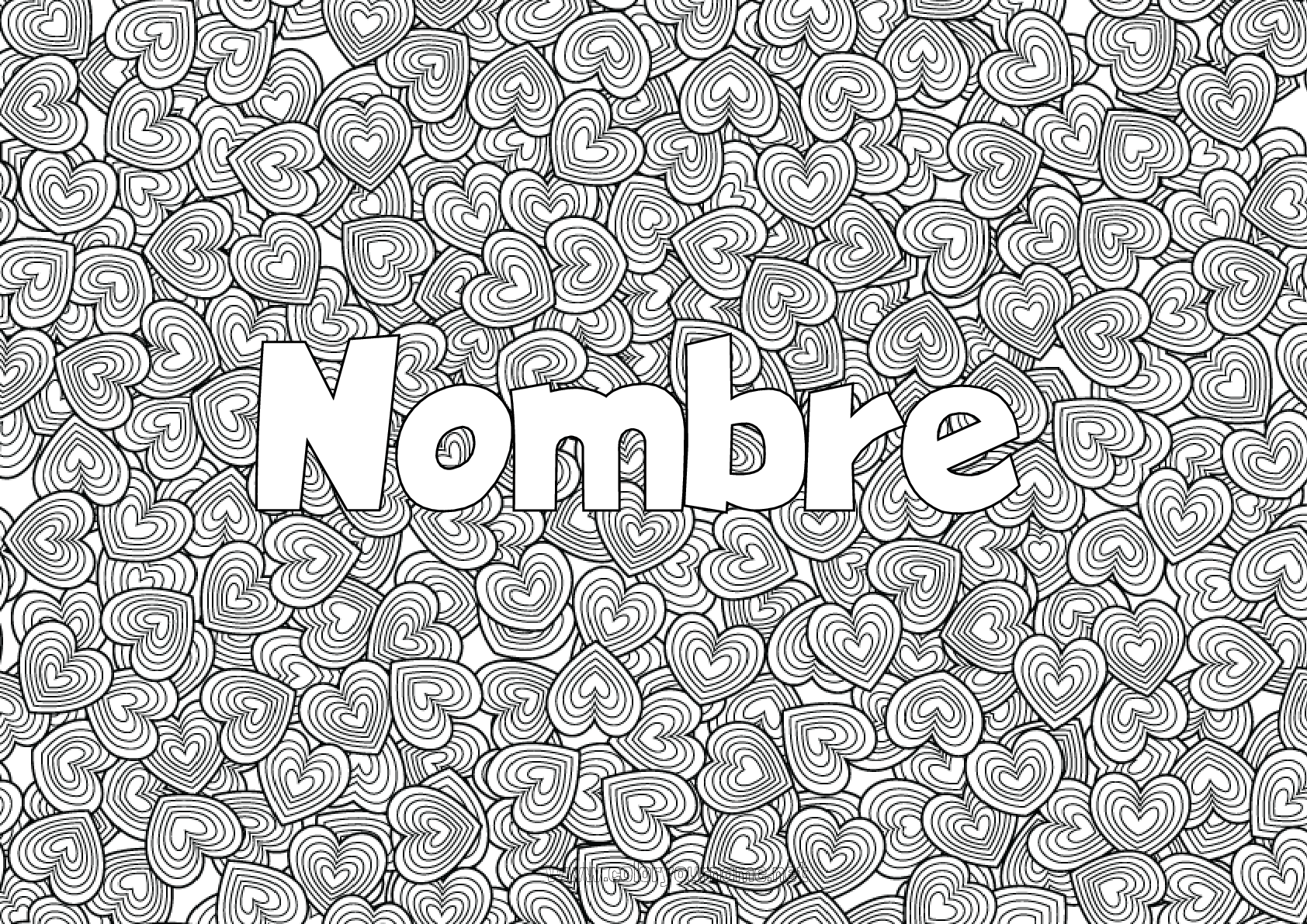 Nº de colorear 2138 - Corazón Nombre decorado Dibujos complejos para ...