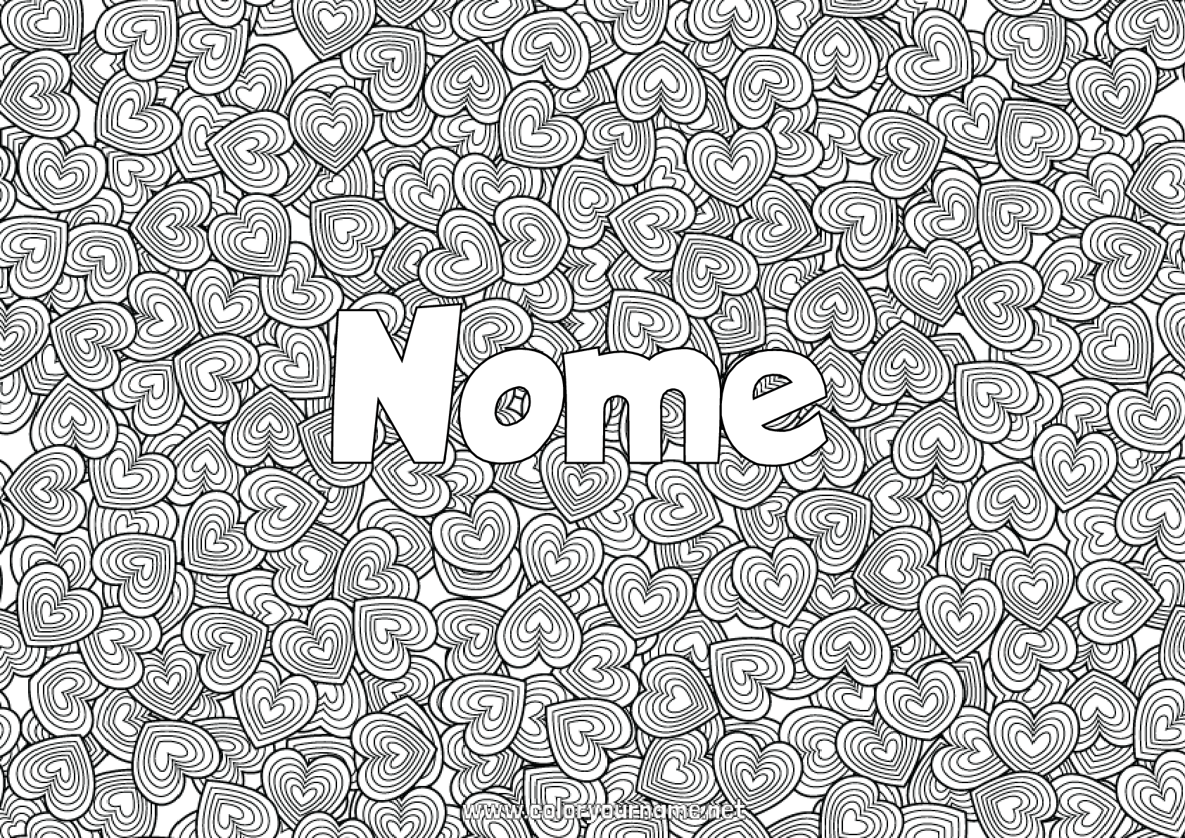 Pagina da colorare n.2138 - Cuore Nome decorato Colorazioni complesse