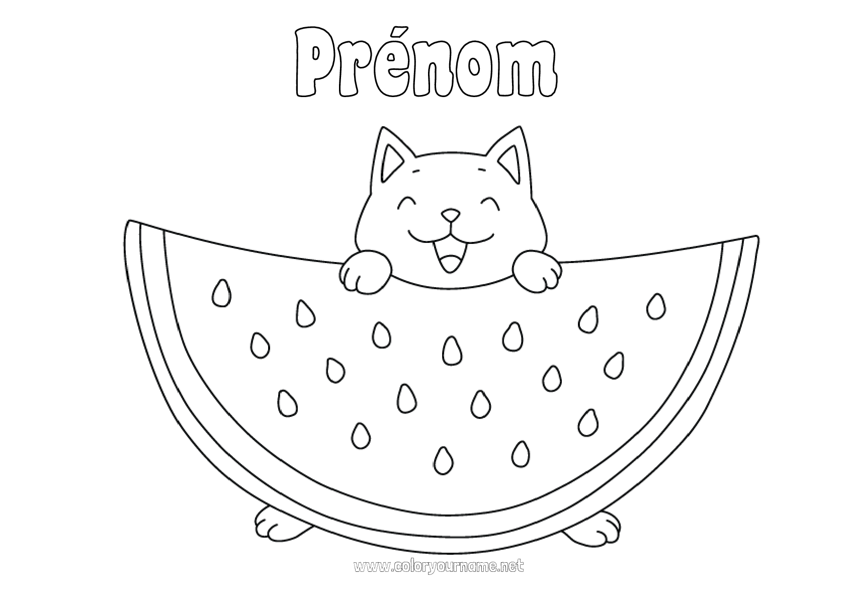 Coloriage n°2149 - Chat Kawaii Nourriture