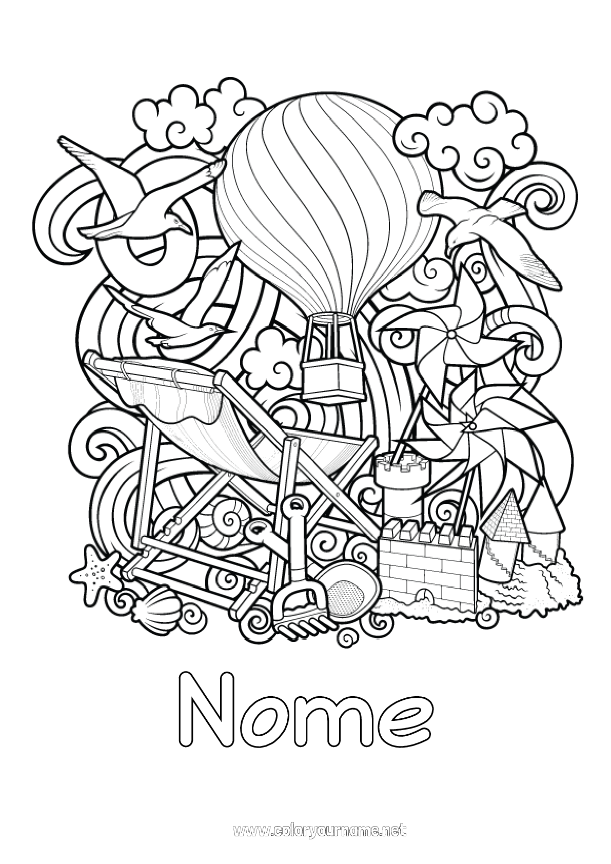 Pagina da colorare n.2150 - Mandala Estate Mongolfiera