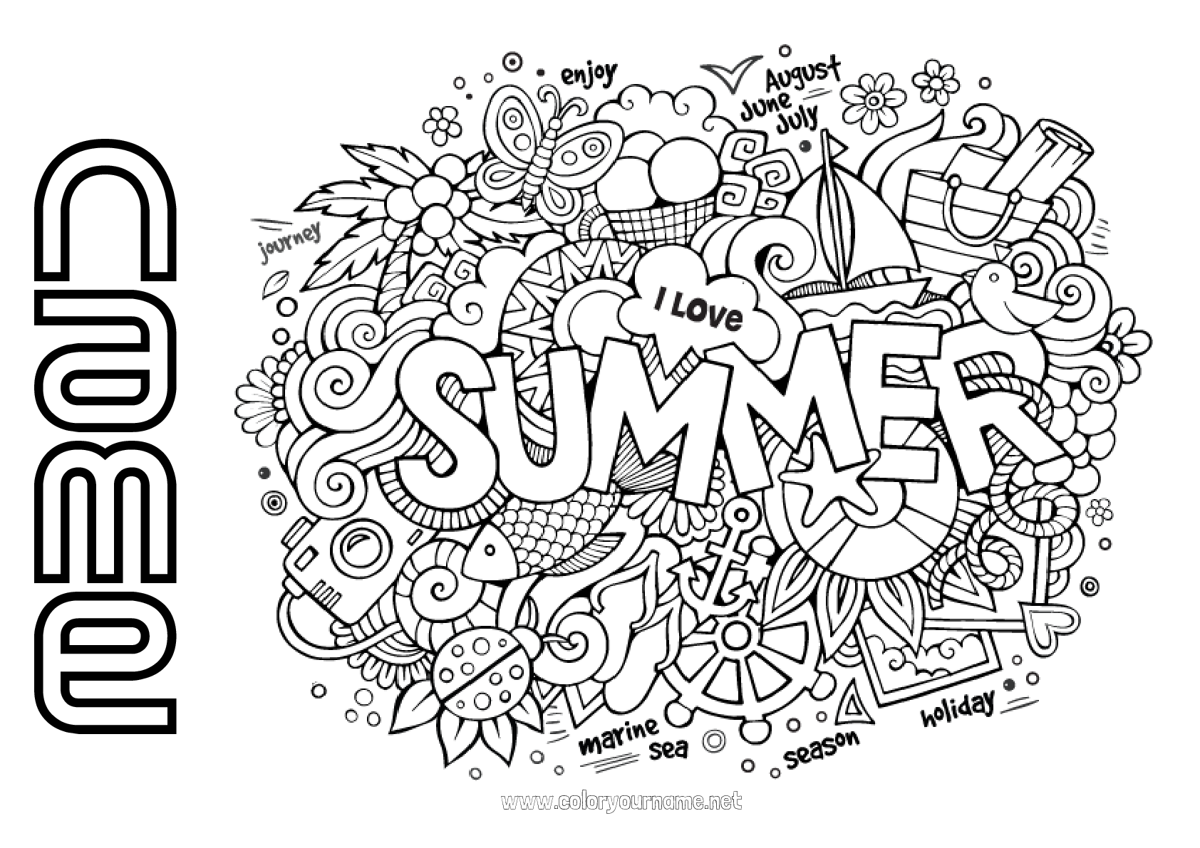 Coloring page No.2155 - Summer Symbols Antistress