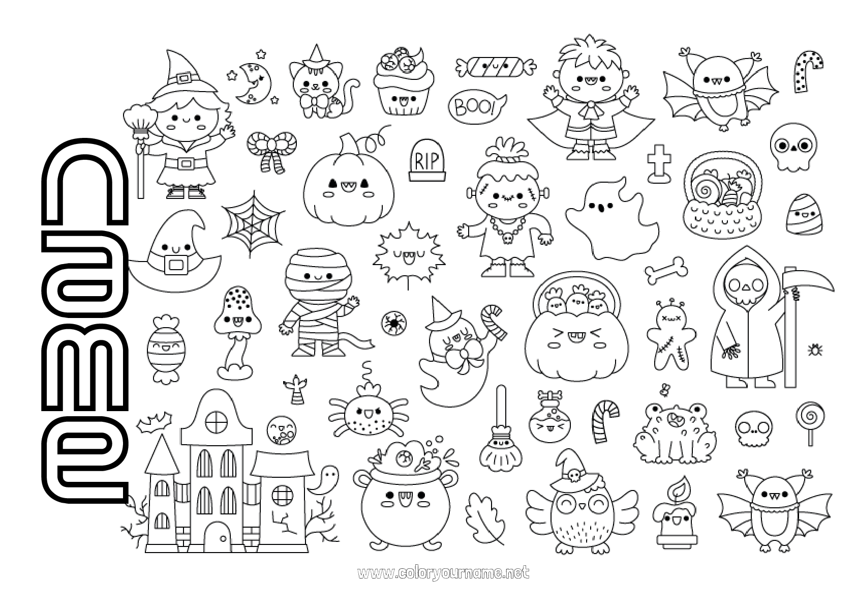 Coloring page No.216 - Sweets Ghost Pumpkin