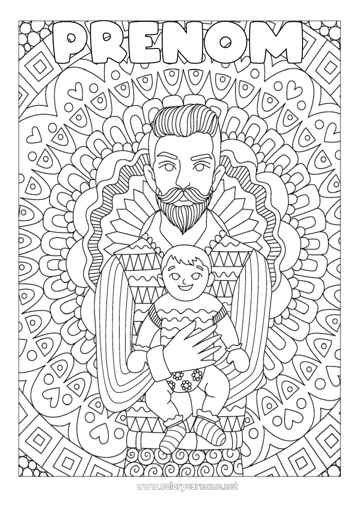 Coloriage n°2187 - Mandala Papa Bonne fête